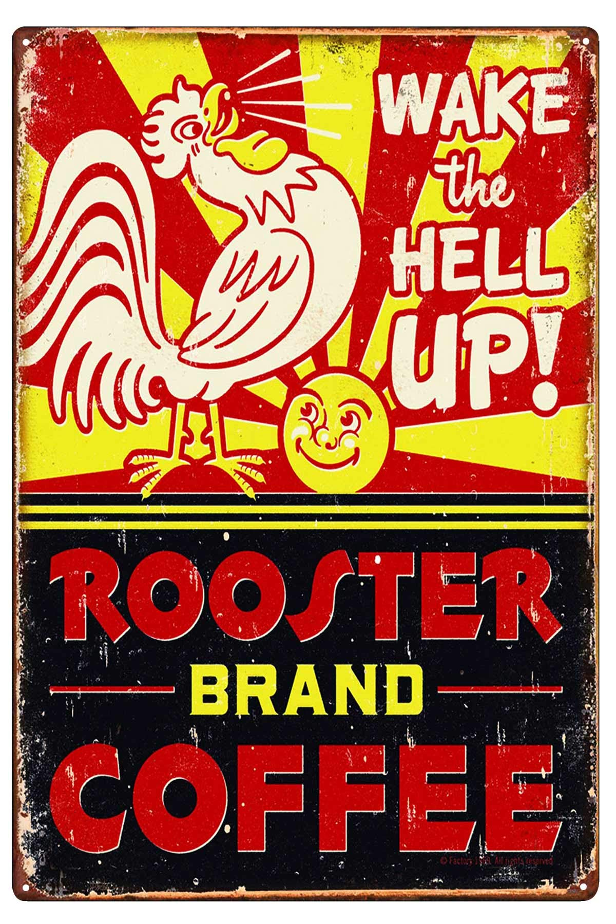 LIPTOR Wake the Hell Up Rooster Brand Coffee Chicken Metal Tin Sign ...