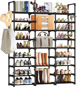 Amazon.com: Kayfia 9-Tier Shoe Rack Organizer - Non-Woven Fabric Tall ...
