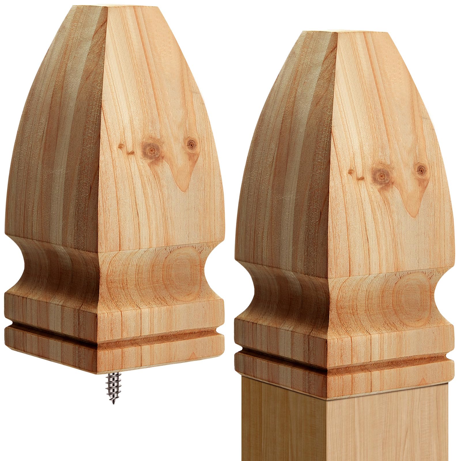 Vinyl Fence Post Caps Geetery 2 Set 3 X 3 X 7 Inch Wood Finial ...