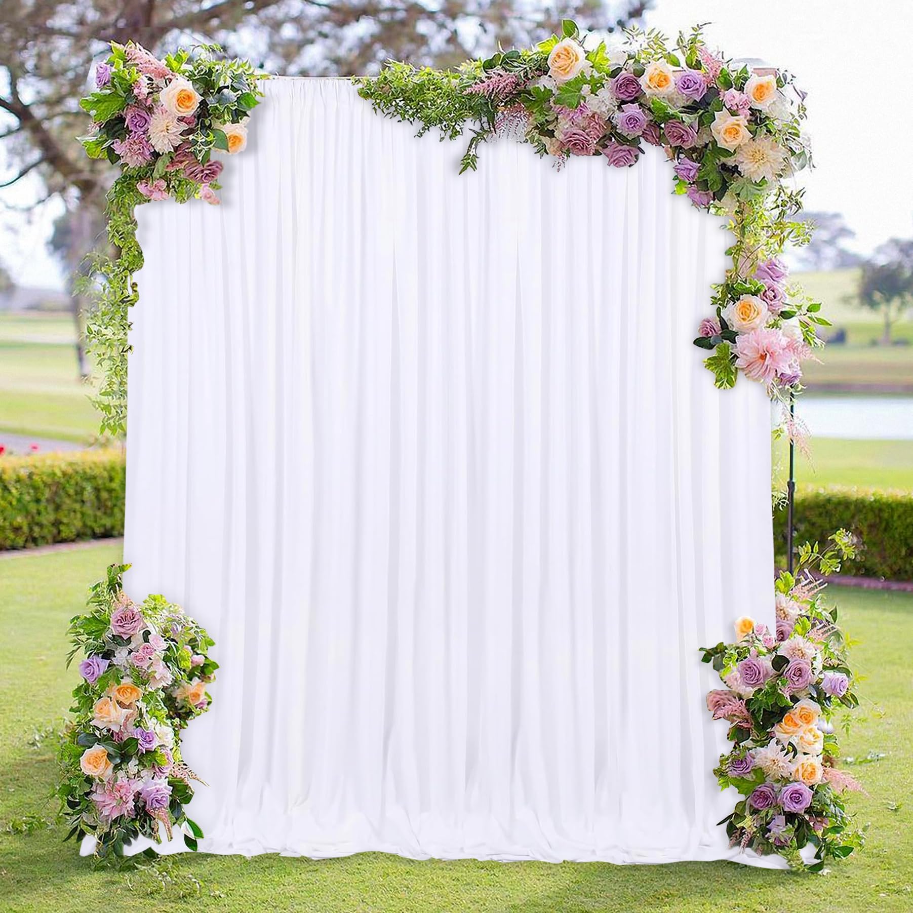 Amazon.com: MEETSKY 10 feet x 10 feet White Backdrop Curtain for ...
