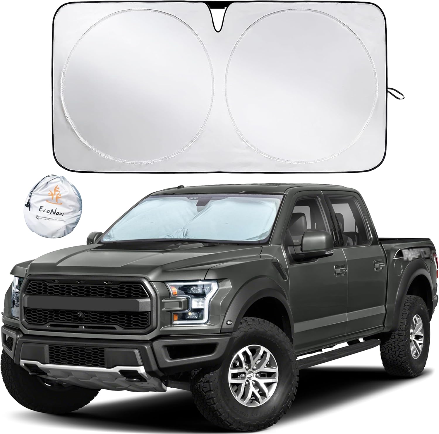 Amazon.com: EcoNour Truck Sun Shade for Windshield with Mirror Cut-Out ...