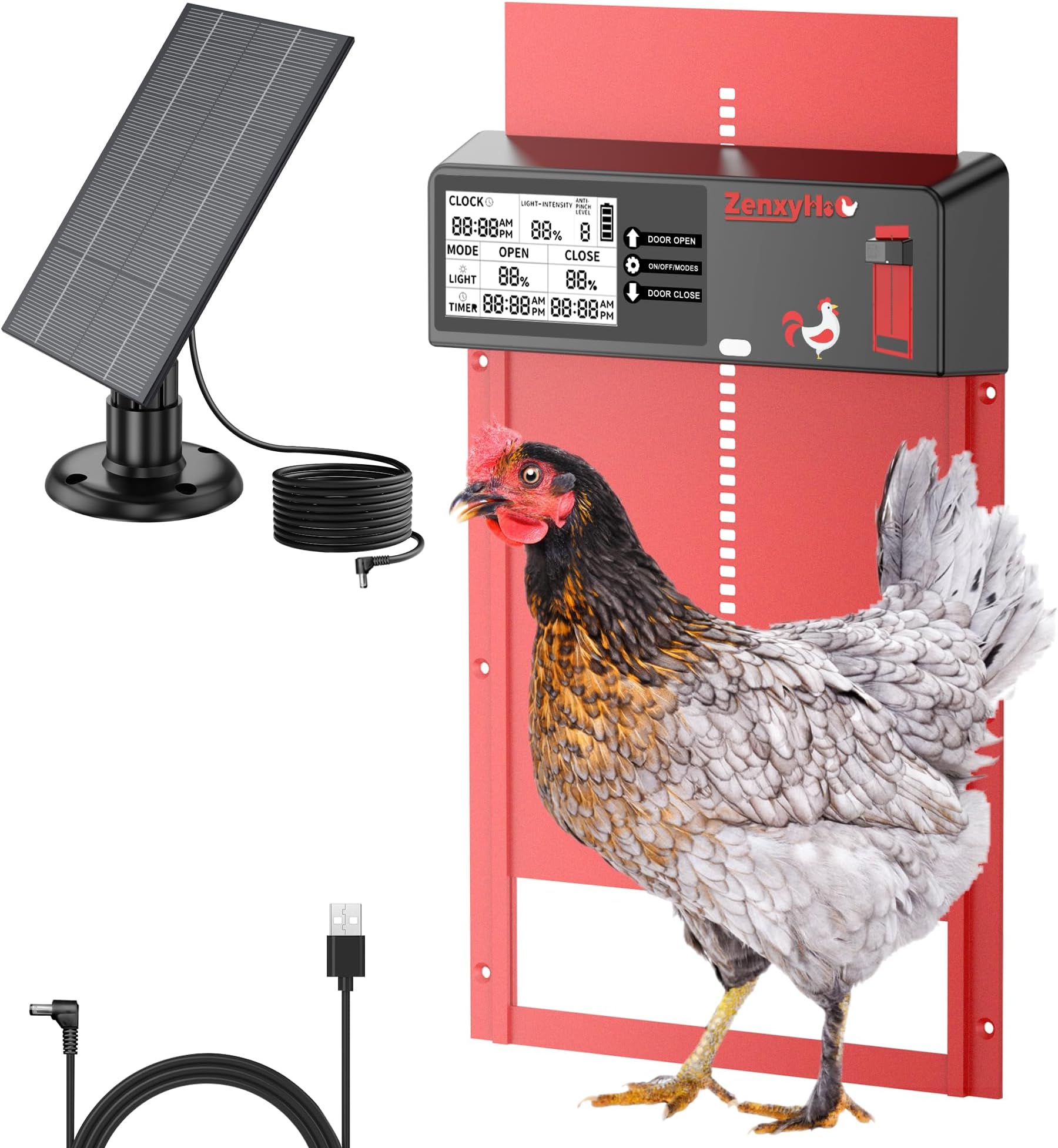 Amazon.com: Automatic Chicken Coop Door Solar Powered with Programmable ...