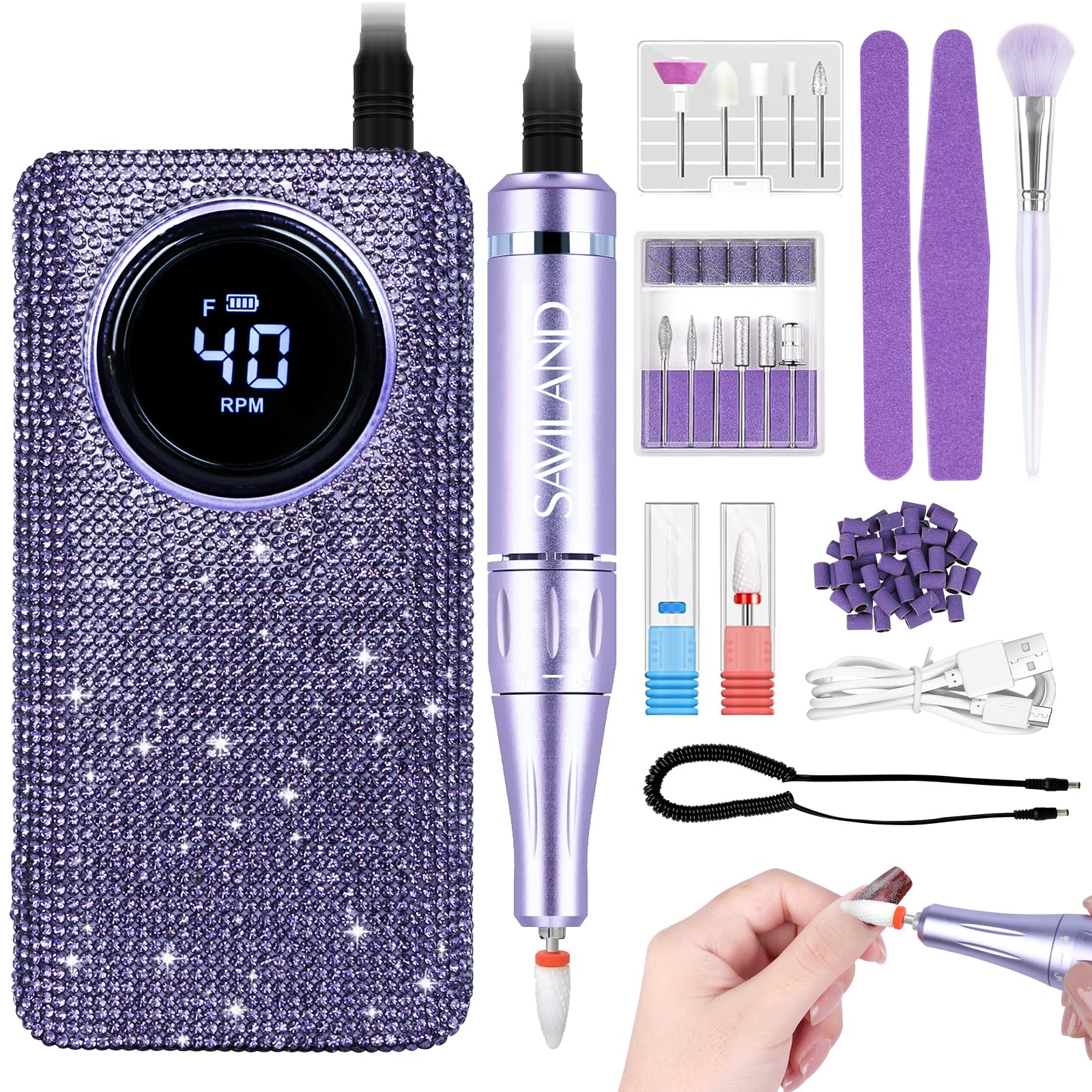 Amazon.com: SAVILAND High Speed Nail Drill 40000 RMP: Diamond Shiny ...