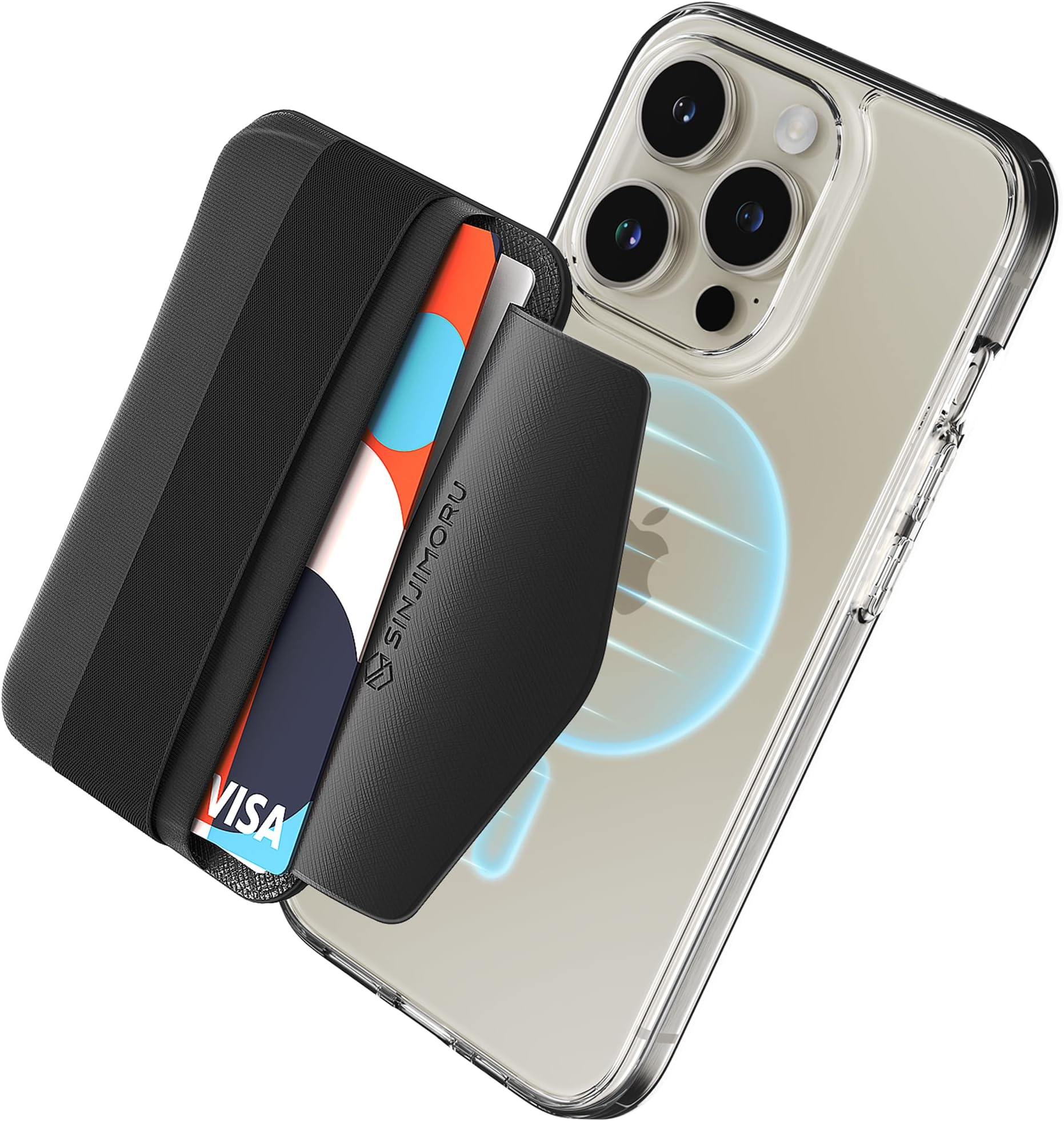 Sinjimoru Magnetic Wallet for iPhone, Magnetic Card Holder with Flap ...
