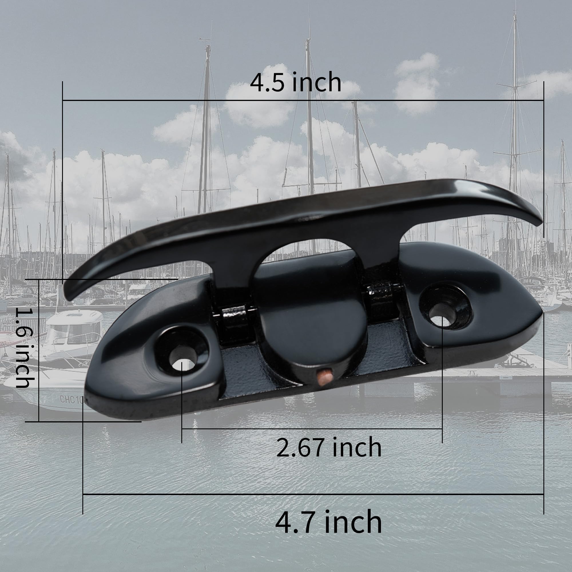 Snapklik.com : Laorde Boat Folding Cleats Black 4-1/2 Inch Flip Up Boat ...