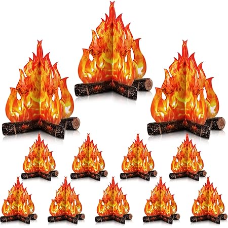 Amazon.com: Boao 12 Set 3D Decorative Cardboard Campfire Centerpiece ...