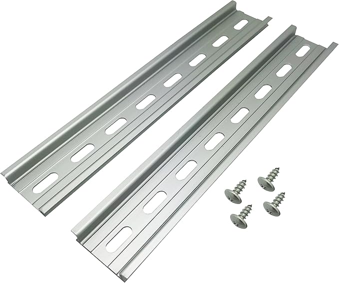 Electrodepot Slotted Aluminum DIN Rail, 35 mm x 8 Inches. 2 Aluminum ...