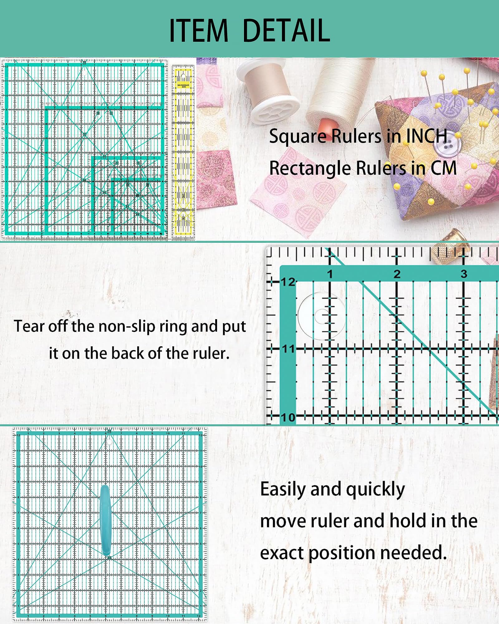 Snapklik.com : 7 Pack Quilting Rulers, Clear Acrylic Square Quilting ...