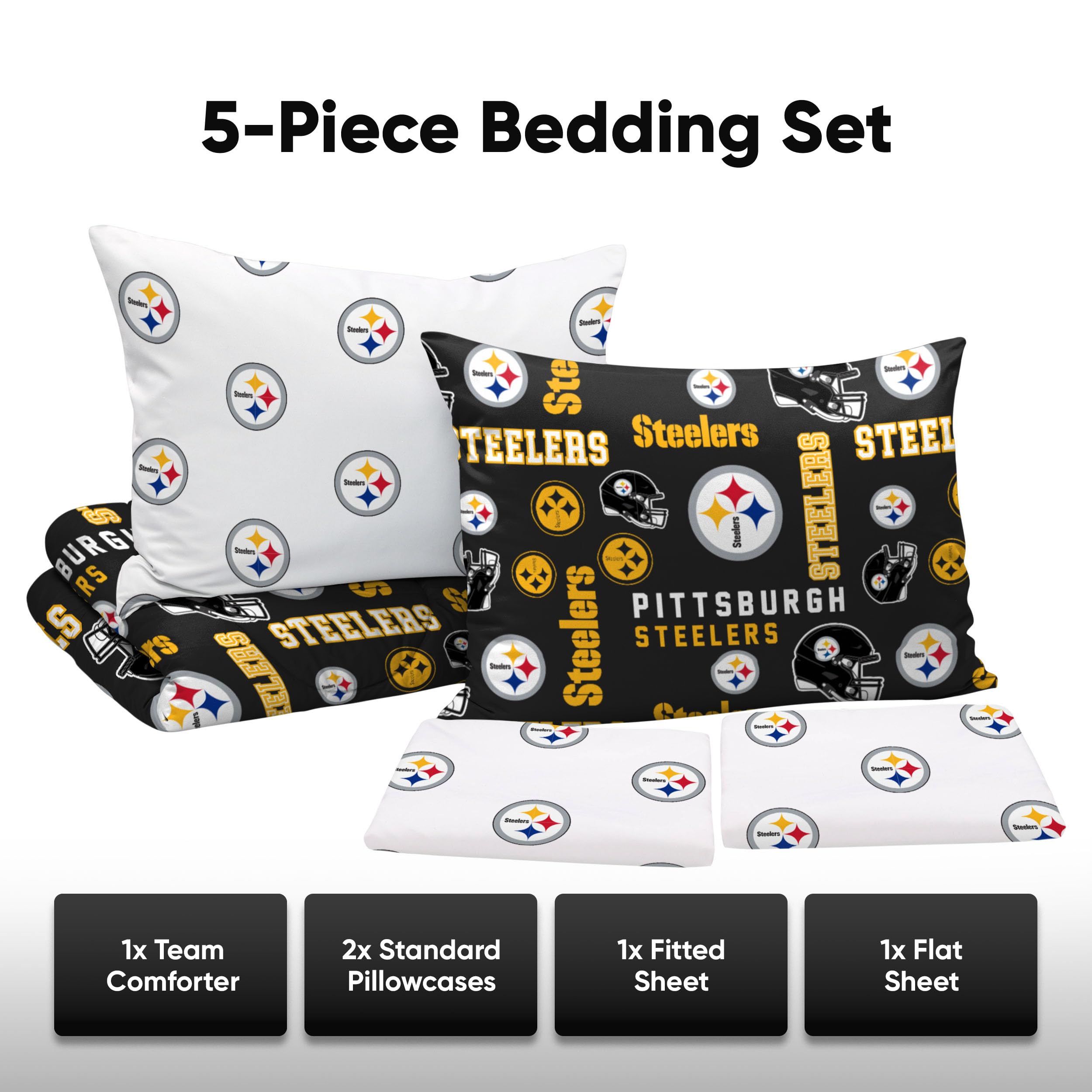 Snapklik.com : Pittsburgh Steelers NFL Team Color Bed In A Bag ...