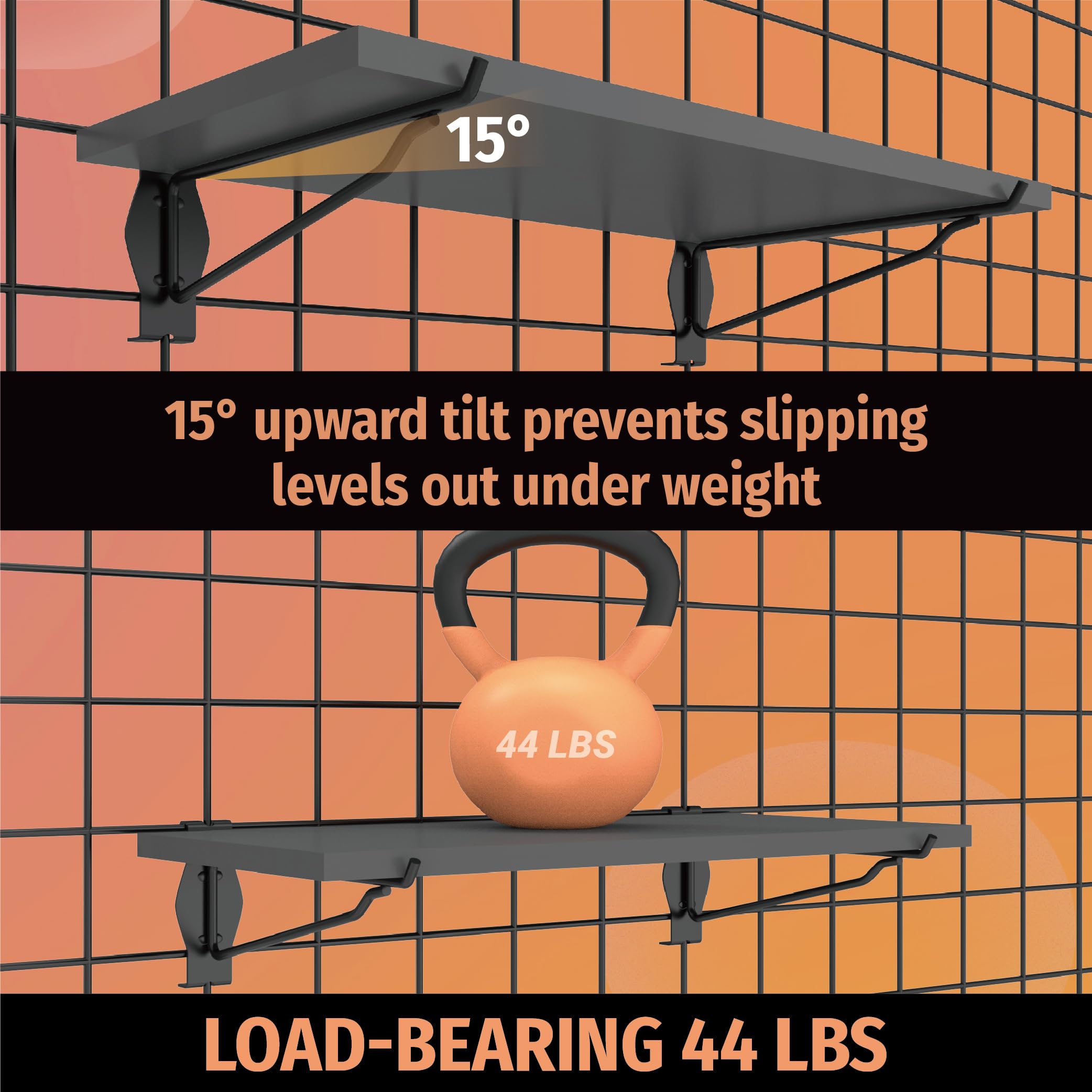 Snapklik.com : Gridwall Shelves 4 Pack, 16"x 8" Wooden Grid Wall ...