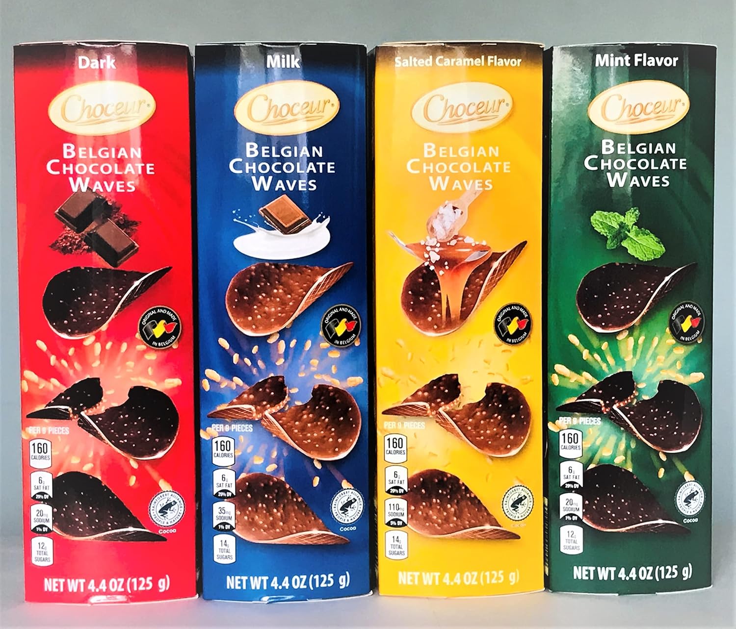 Amazon.com: Choceur Belgian Chocolate Waves Four Flavors 4.4 oz 125 g ...