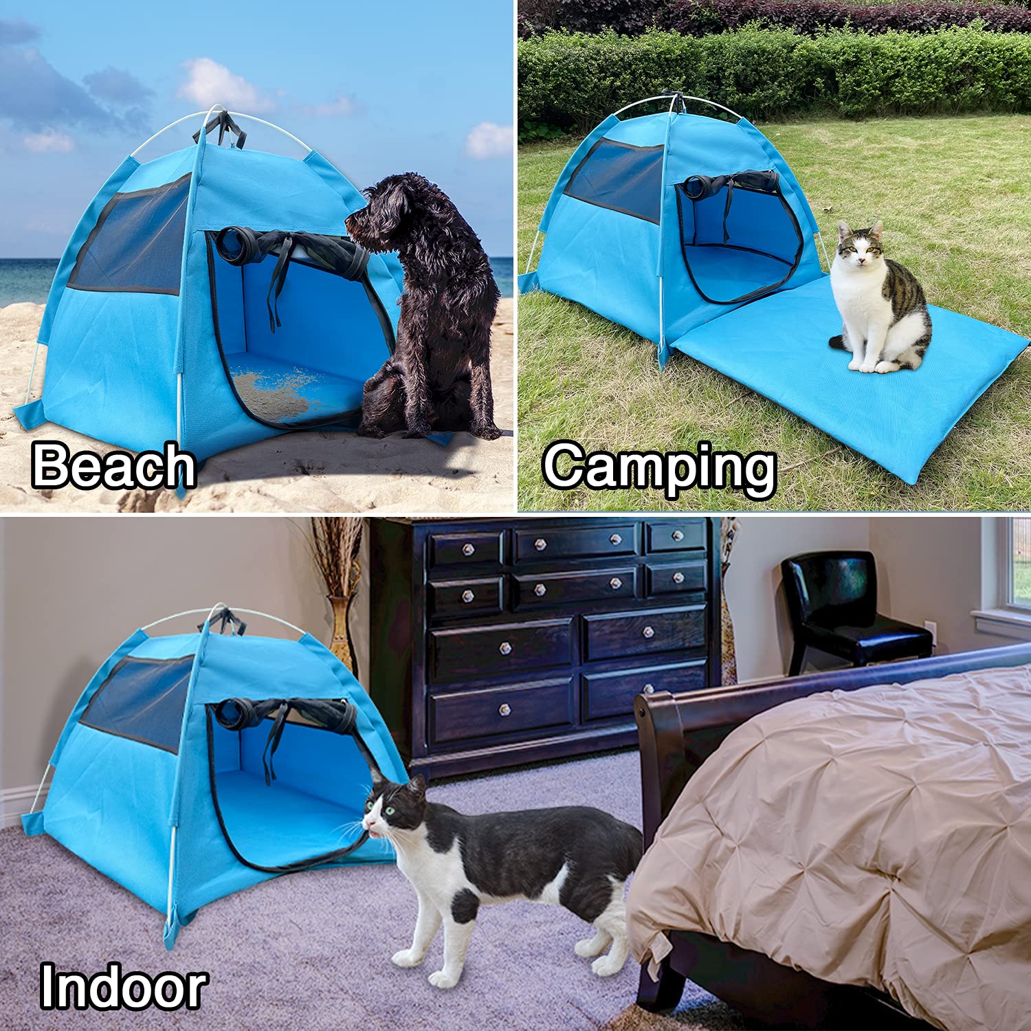 【ペット・ガ】 KUDES Cat Dog Tent House， Breathable Small Medium Pets Puppy ...