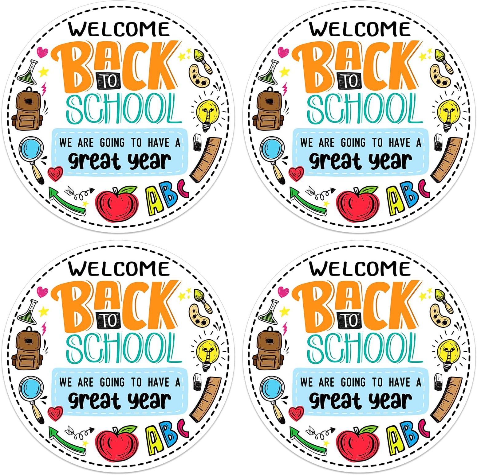 Amazon.com: 4 inch Welcome Back to School Stickers Happiness Back to ...