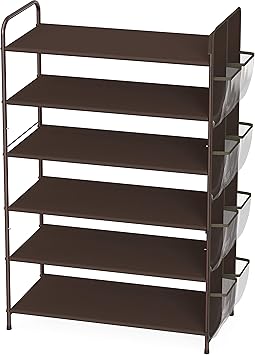 Amazon.com: Simple Houseware 6-Tier Shoe Rack Storage Organizer w/ Side ...