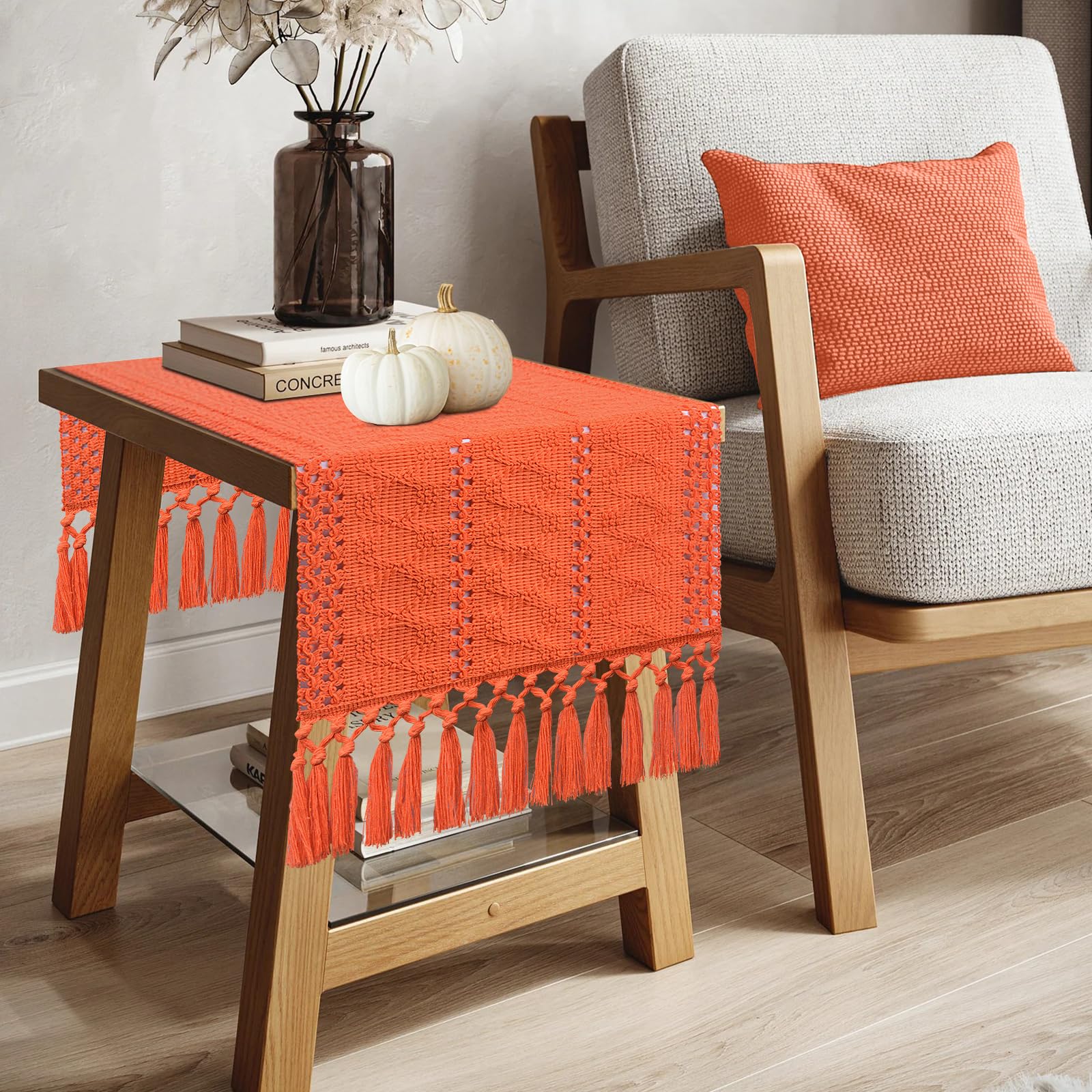 Amazon.com: yuboo Orange Table Runner Boho Short - Small Coffee Table ...
