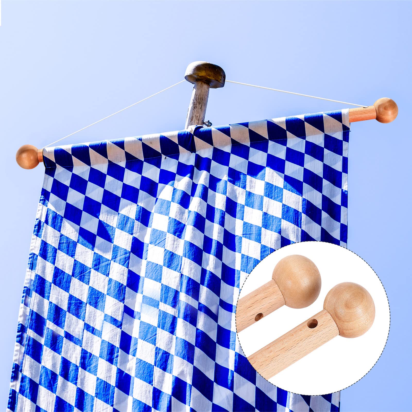 Snapklik.com : Queekay Wooden Banner Pole Horizontal Flag Hanger Garden ...