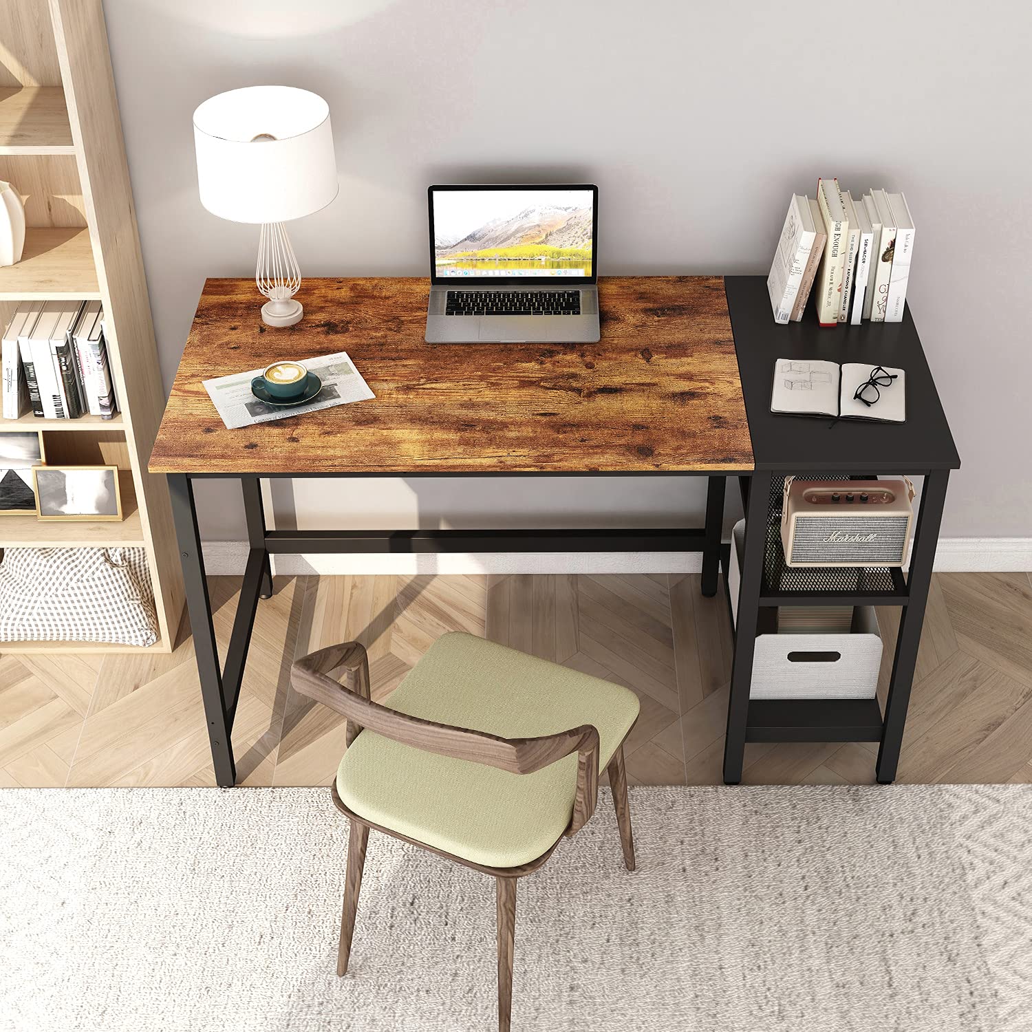 CubiCubi Computer Home Office Desk, 47 Inch Small Desk Study Writing ...