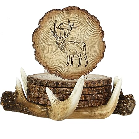 Amazon.com: Deer Antler Coasters - 6 Full Size Rustic Coasters for Log ...