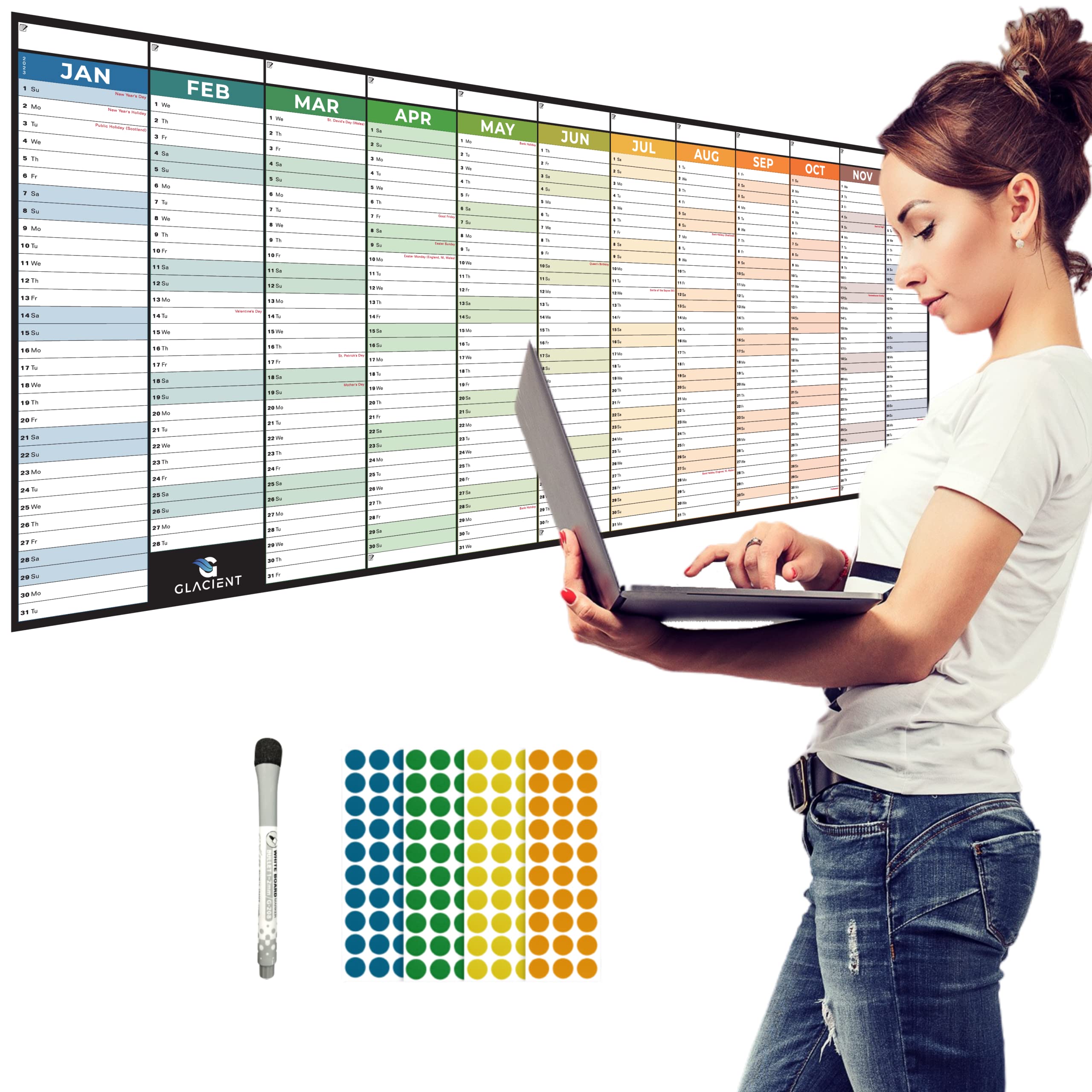 Buy 2024 Wall Planner Set 118x42cm Thick Rolled Laminated with Marker ...