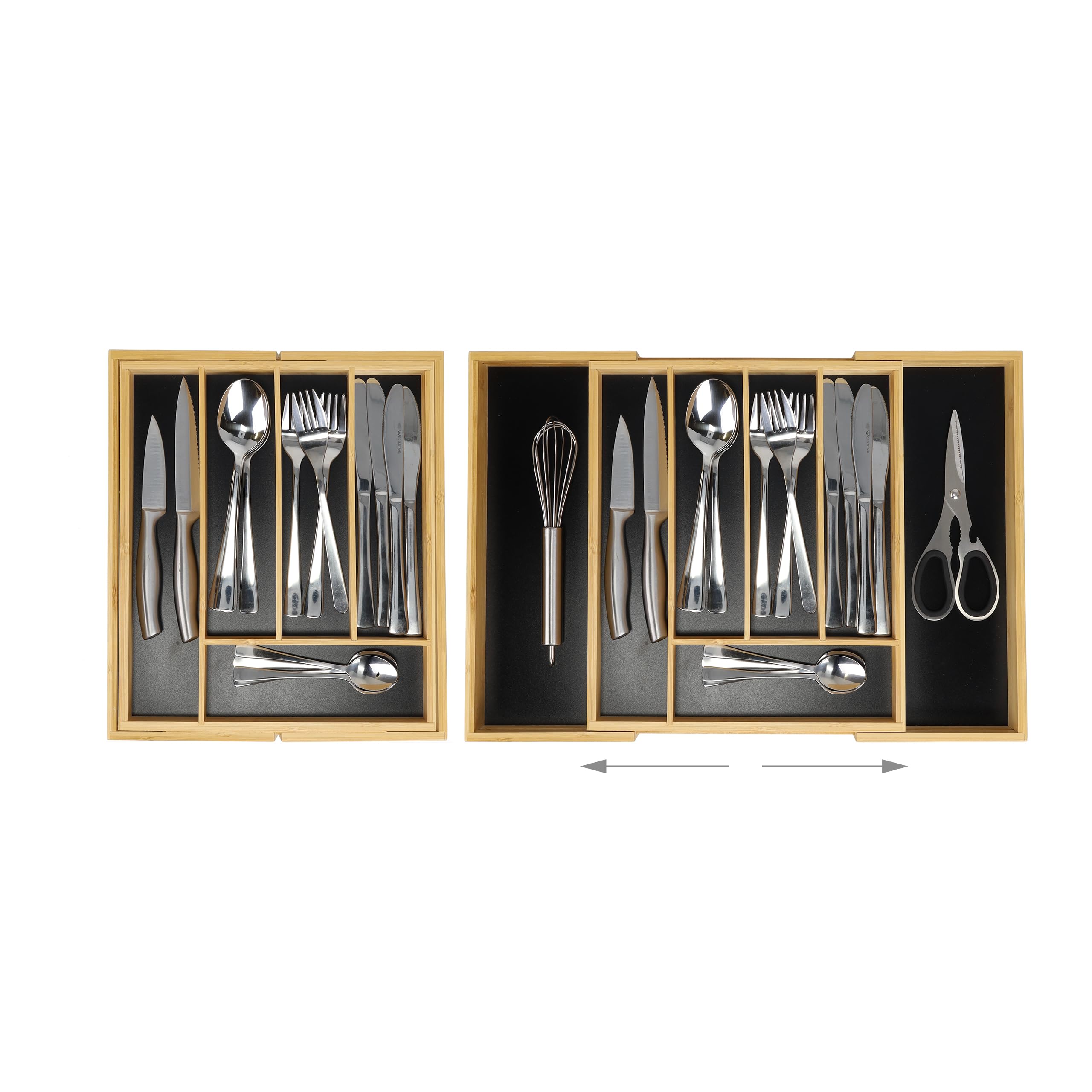Relaxdays Cutlery Tray, Extendable Insert, 5 to 7 Compartments, Drawer ...