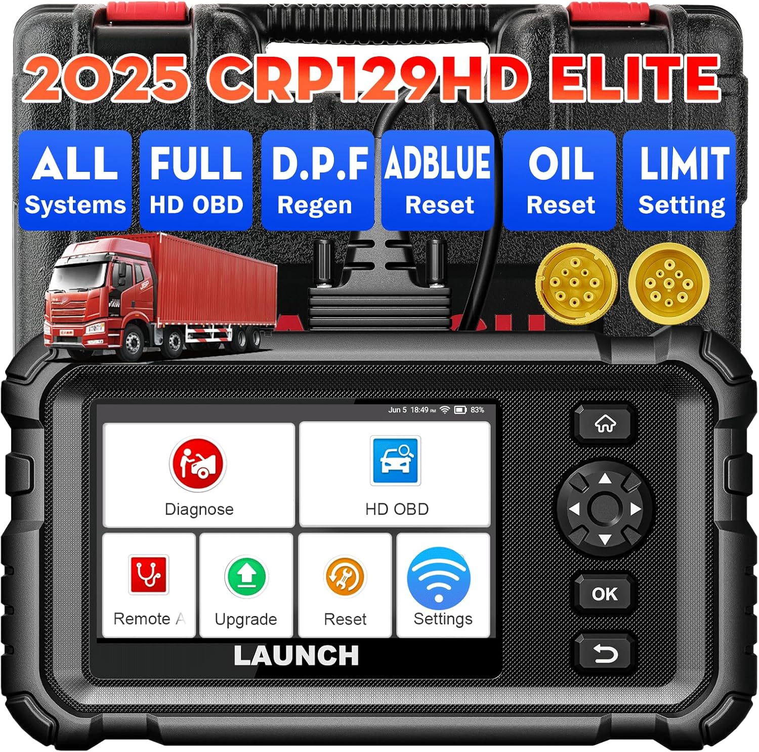 Amazon.com: LAUNCH CRP129 HD Heavy Duty Truck Scanner,Full System ...