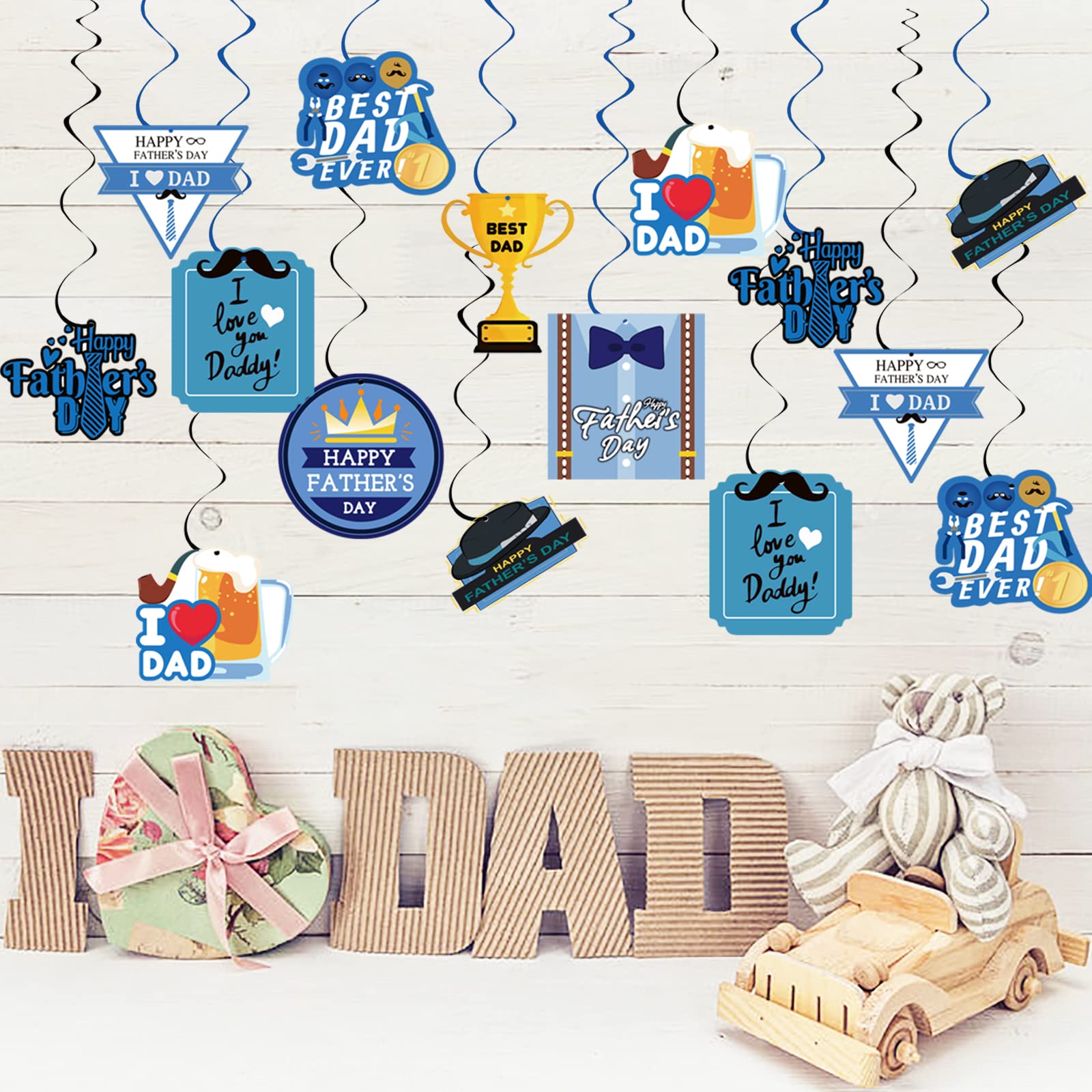 Fathers Day Decorations Hanging Swirls, 30PCS Fathers Day Decorations ...