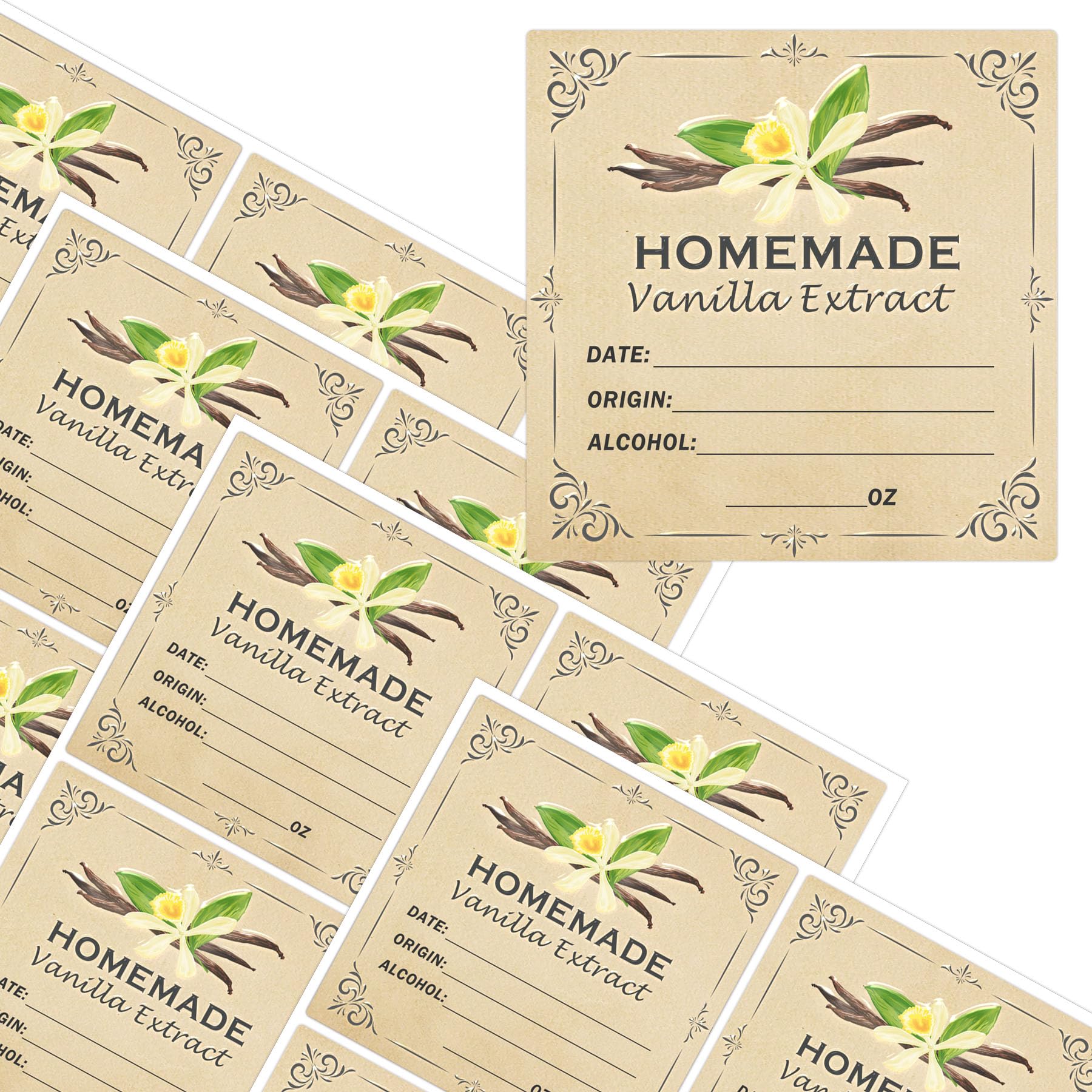 Amazon.com: Vanilla Extract Labels Homemade Vanilla Stickers for ...