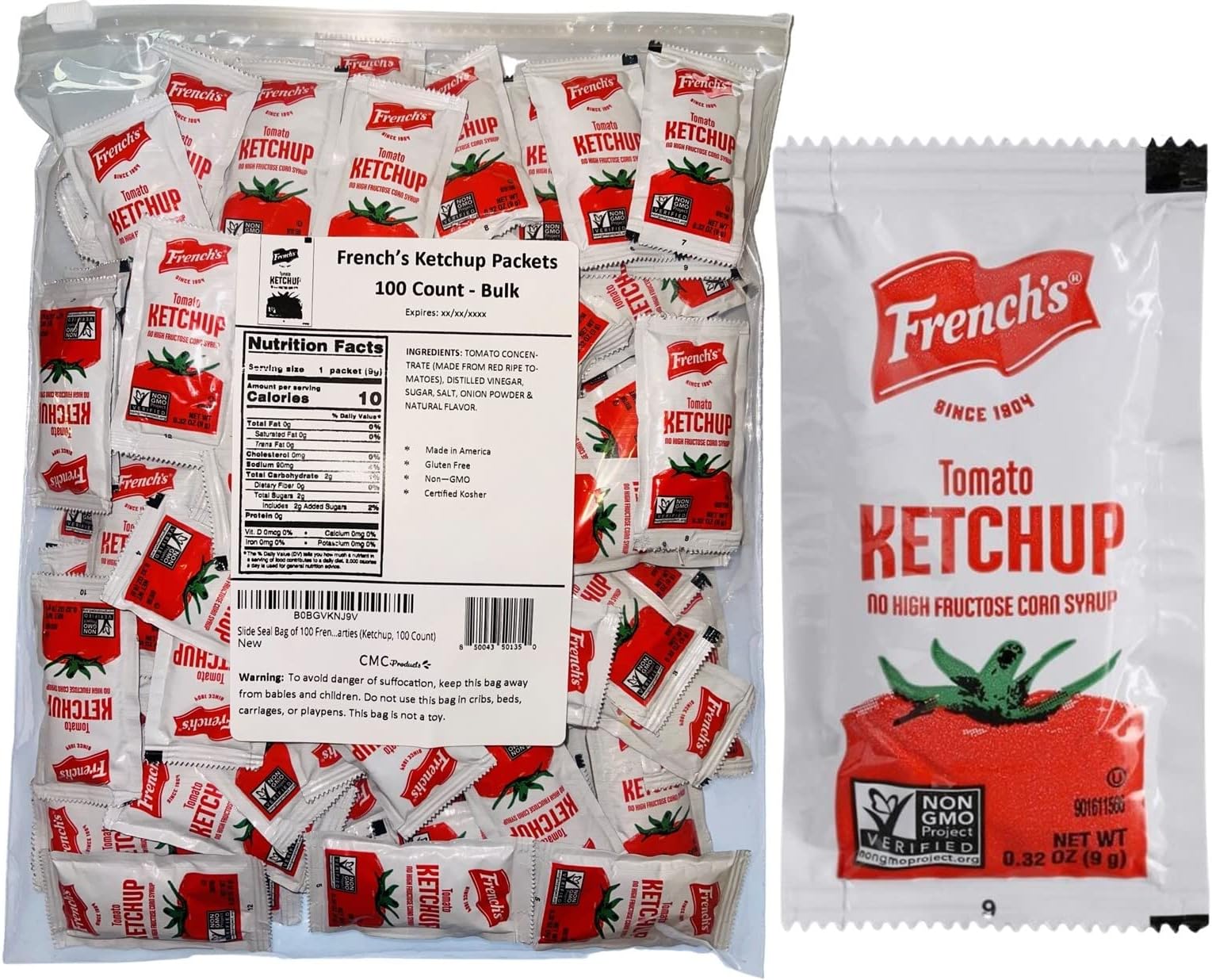 Amazon.com : 100 Count - French's Ketchup Packets - Ketchup Condiment ...