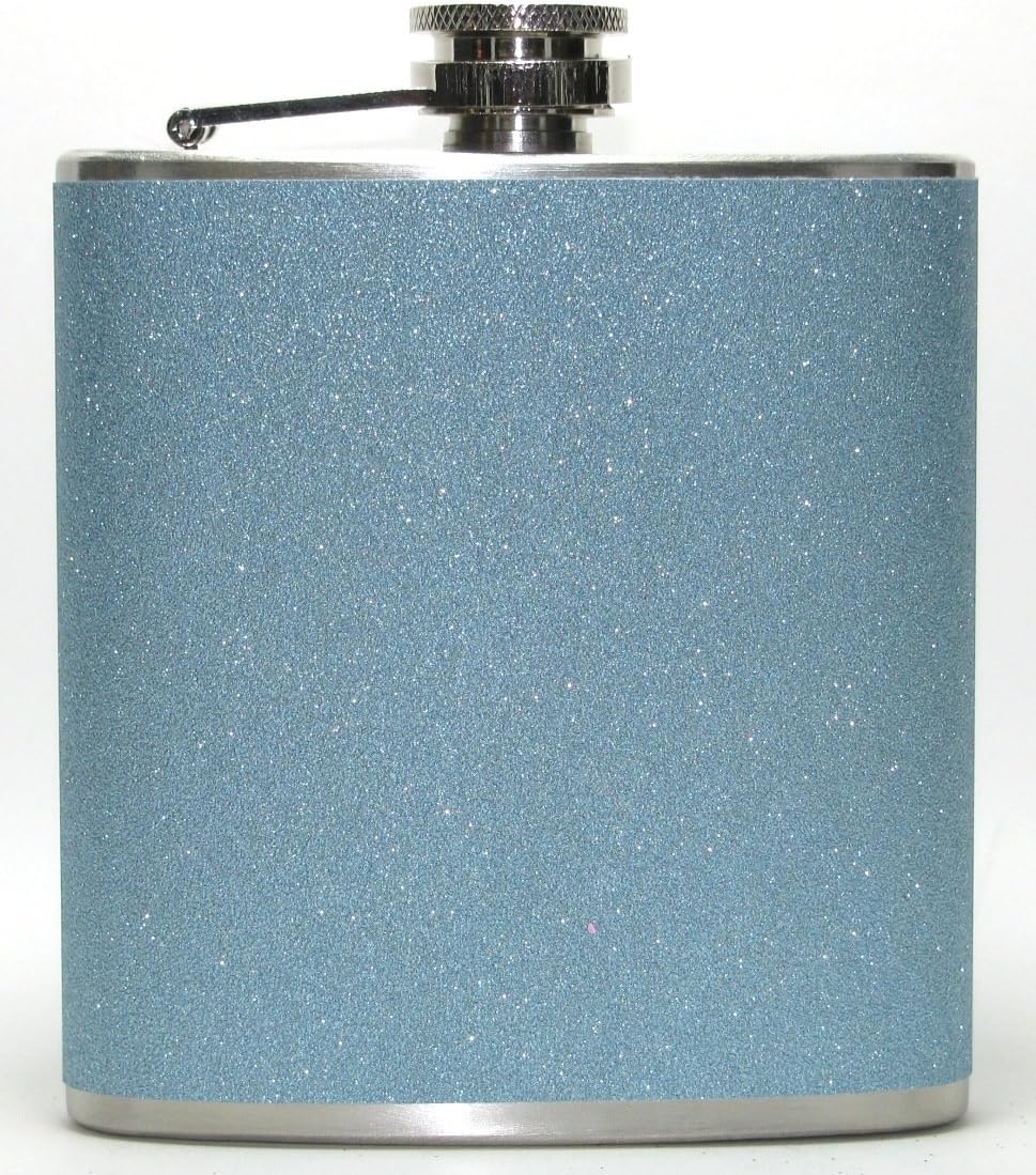 Amazon.com | Light Blue Glitter 6 oz Liquor Hip Flask Flasks Gift ...