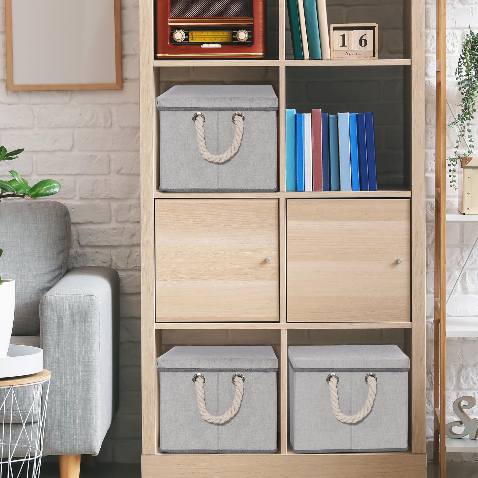 36L JUMBO Foldable Storage Bins With Lids, Decorative Storage Cubes for ...