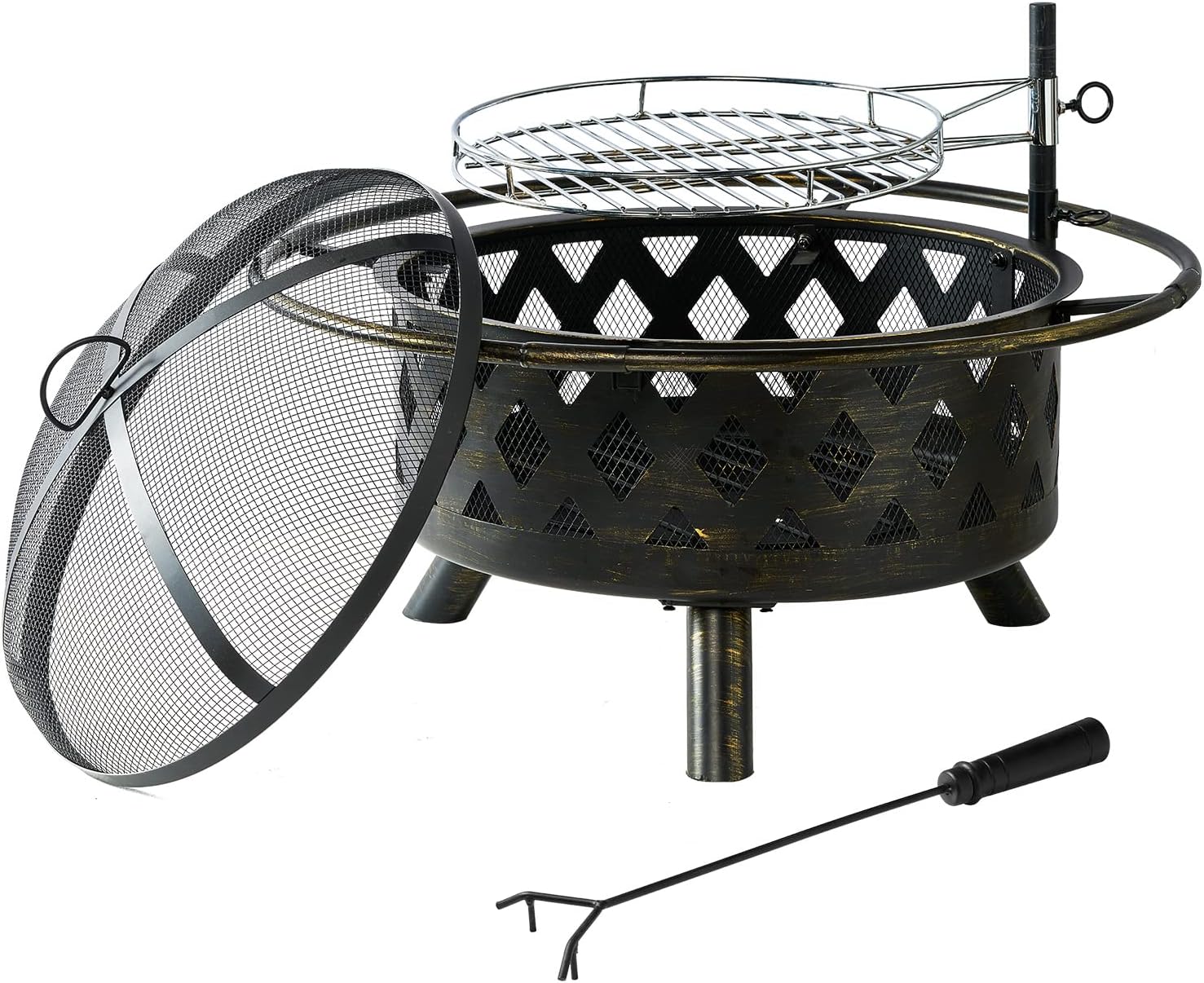 Amazon.com : Jolydale Patio 2 in 1 Fire Pit, 30 inch Fire Pit with BBQ ...
