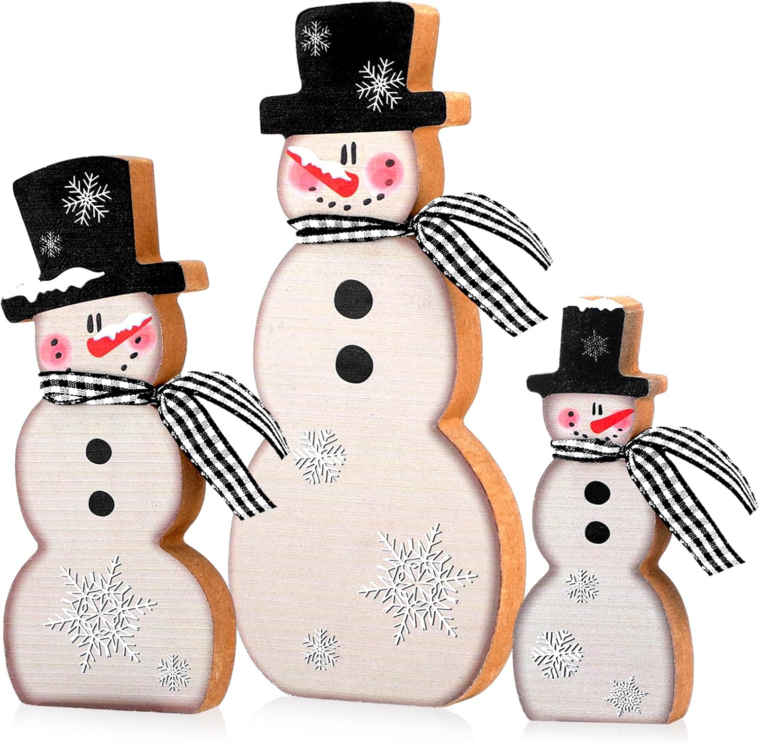 Amazon.com: Suzile 3 Pcs Christmas Snowman Tabletop Decor Winter Wooden ...
