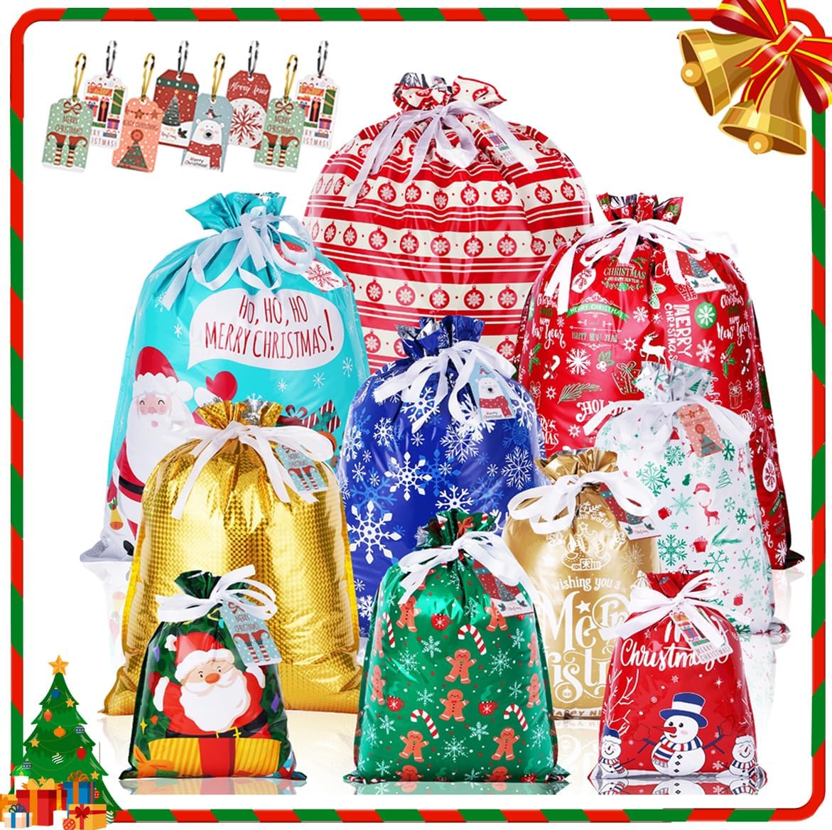 Wonder Wrap Christmas Bags 5 Sizes 12 Designs - 18pcs Extra Large ...