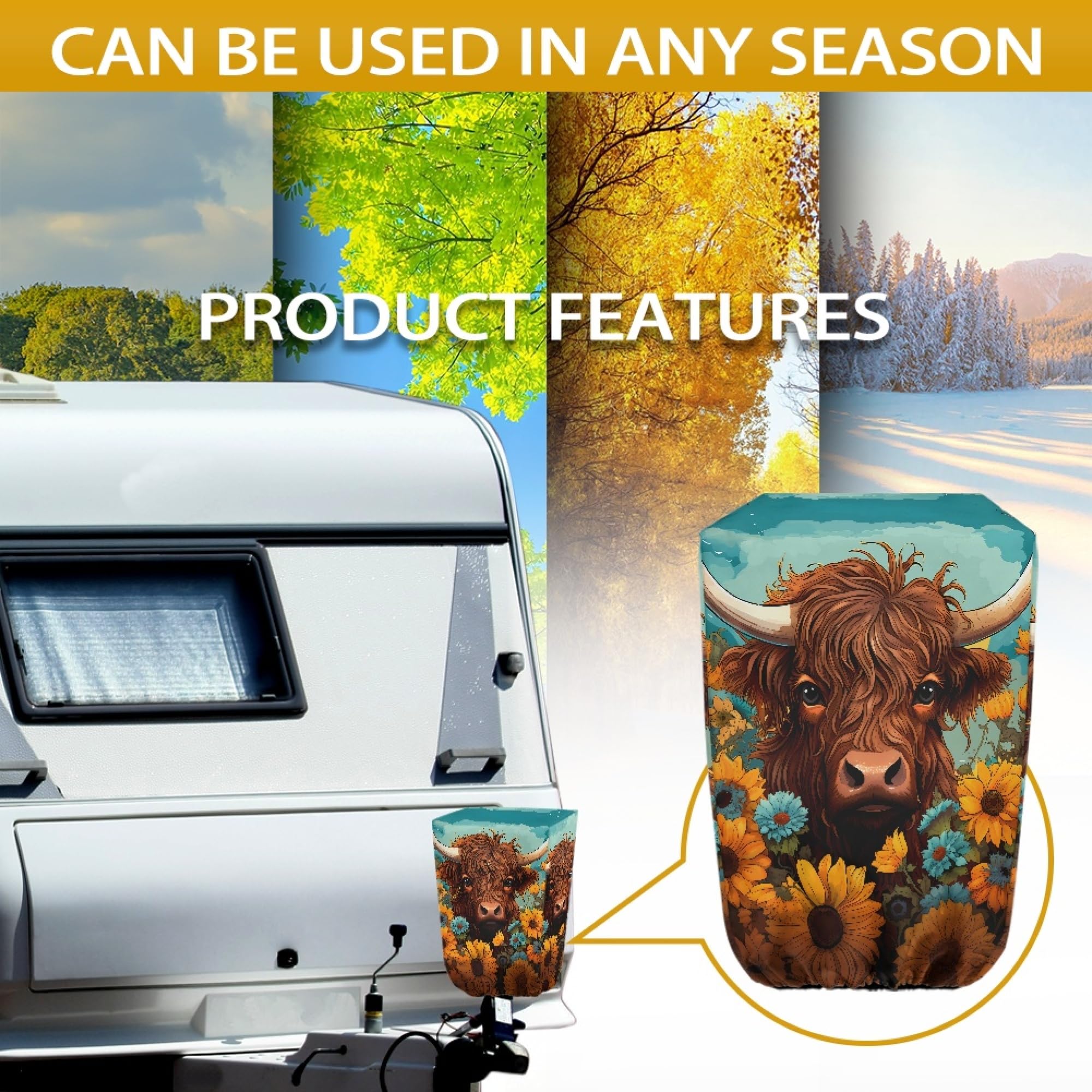 Rv Tongue Jack Cover Boatee Sunflower Highland Cattle Rv Electric ...