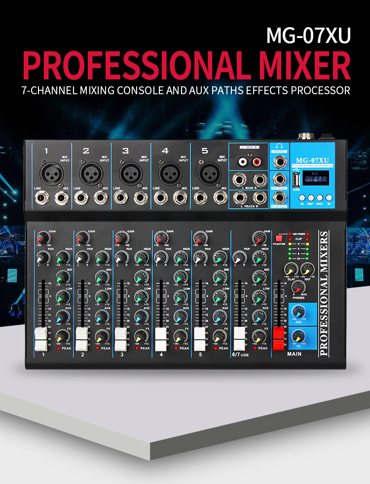 Console Home Studio Enregistrement Table De Mixage Audio 7 Canaux - USB ...