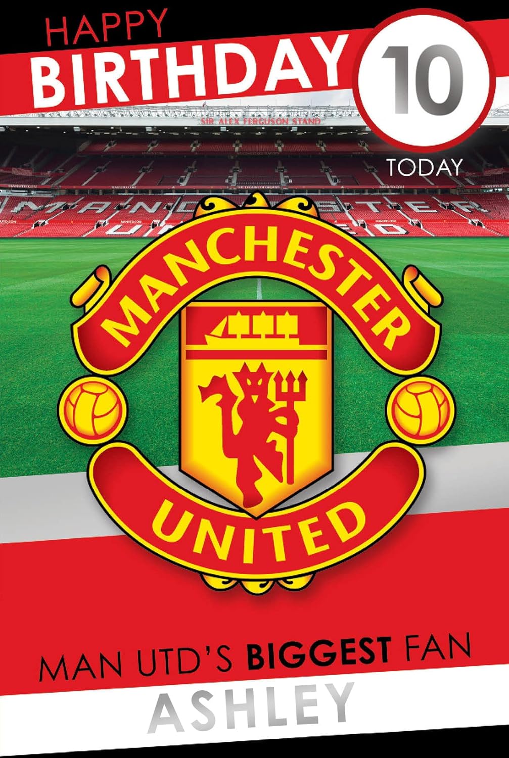 Football Personalised Manchester Utd FC Birthday Card, Any Age ...