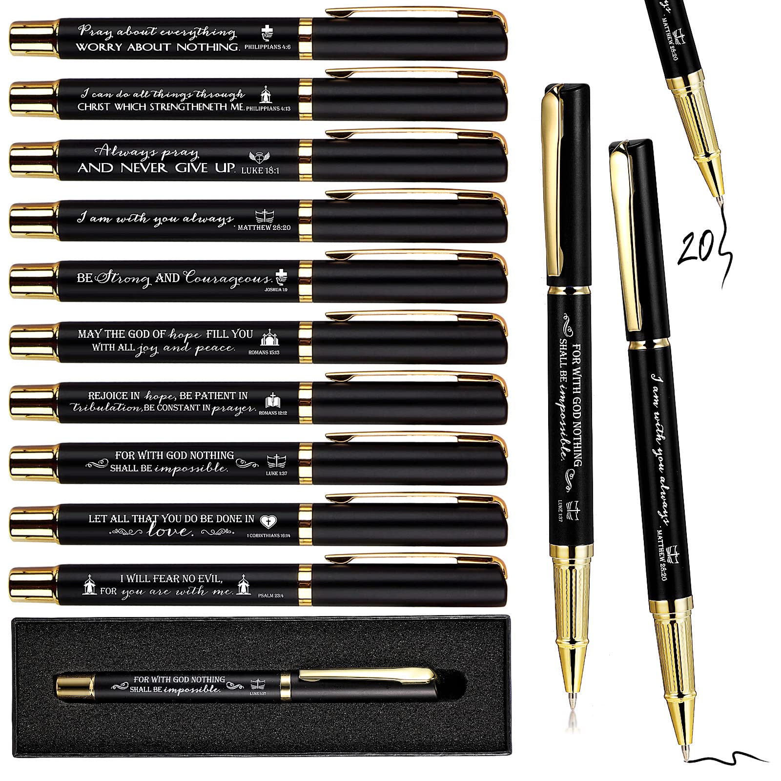 Amazon.com : Lincia 20 Sets Christian Bible Verse Ballpoint Pen ...