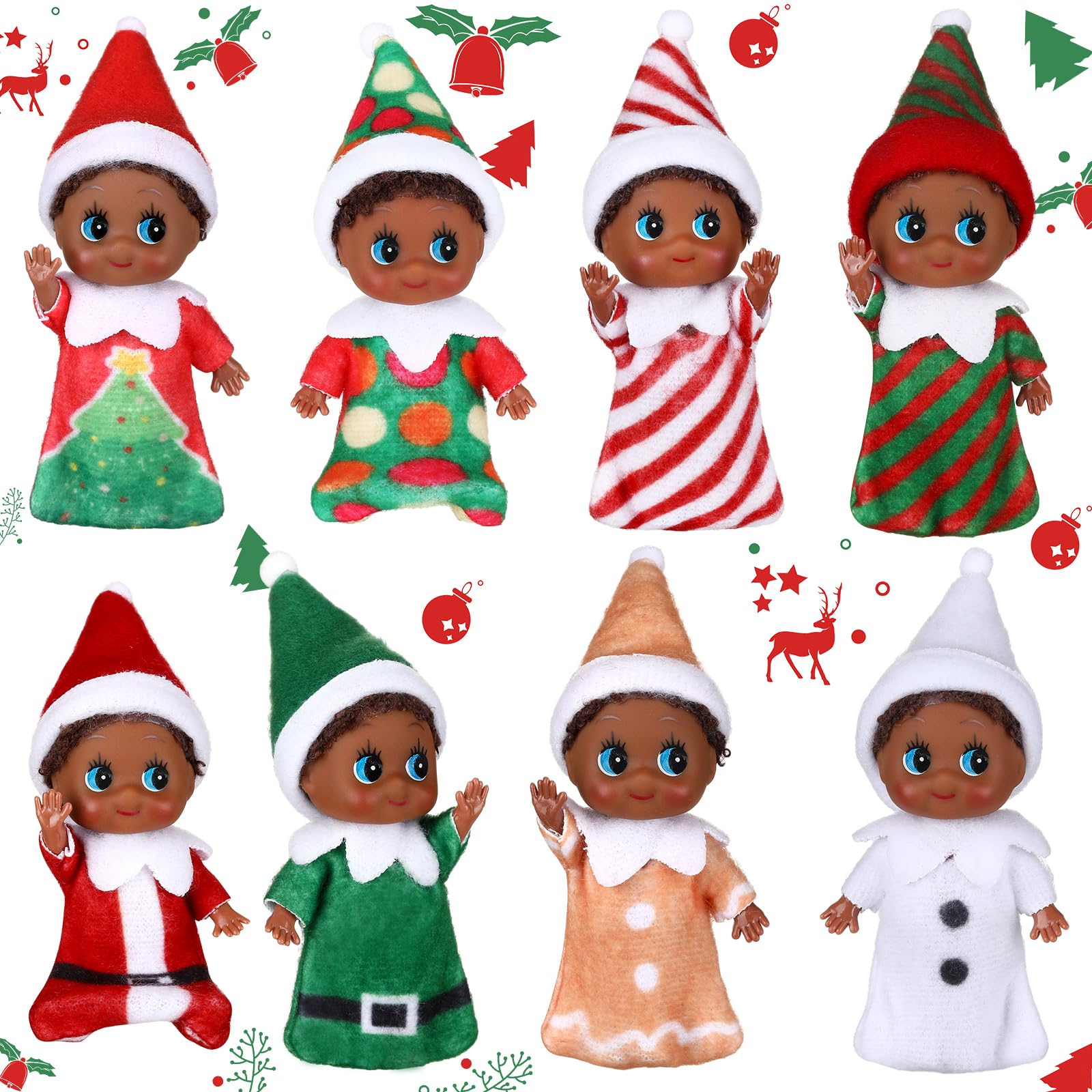 Amazon.com: Threan 8 Pcs Christmas Elf Twins Ethnic Hispanic African ...