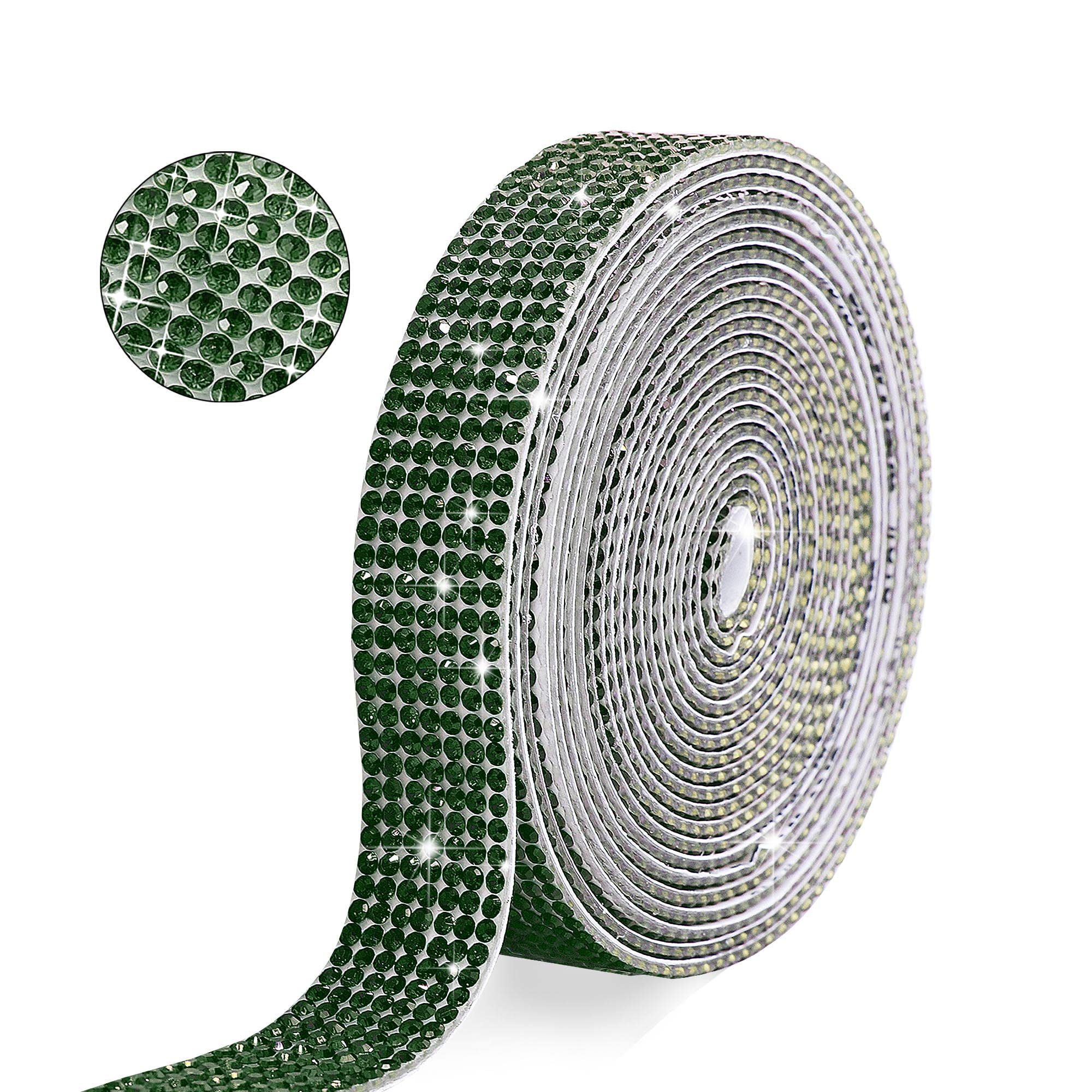 Amazon.com: JODEILIY Self Adhesive Green Crystal Rhinestone Ribbon ...