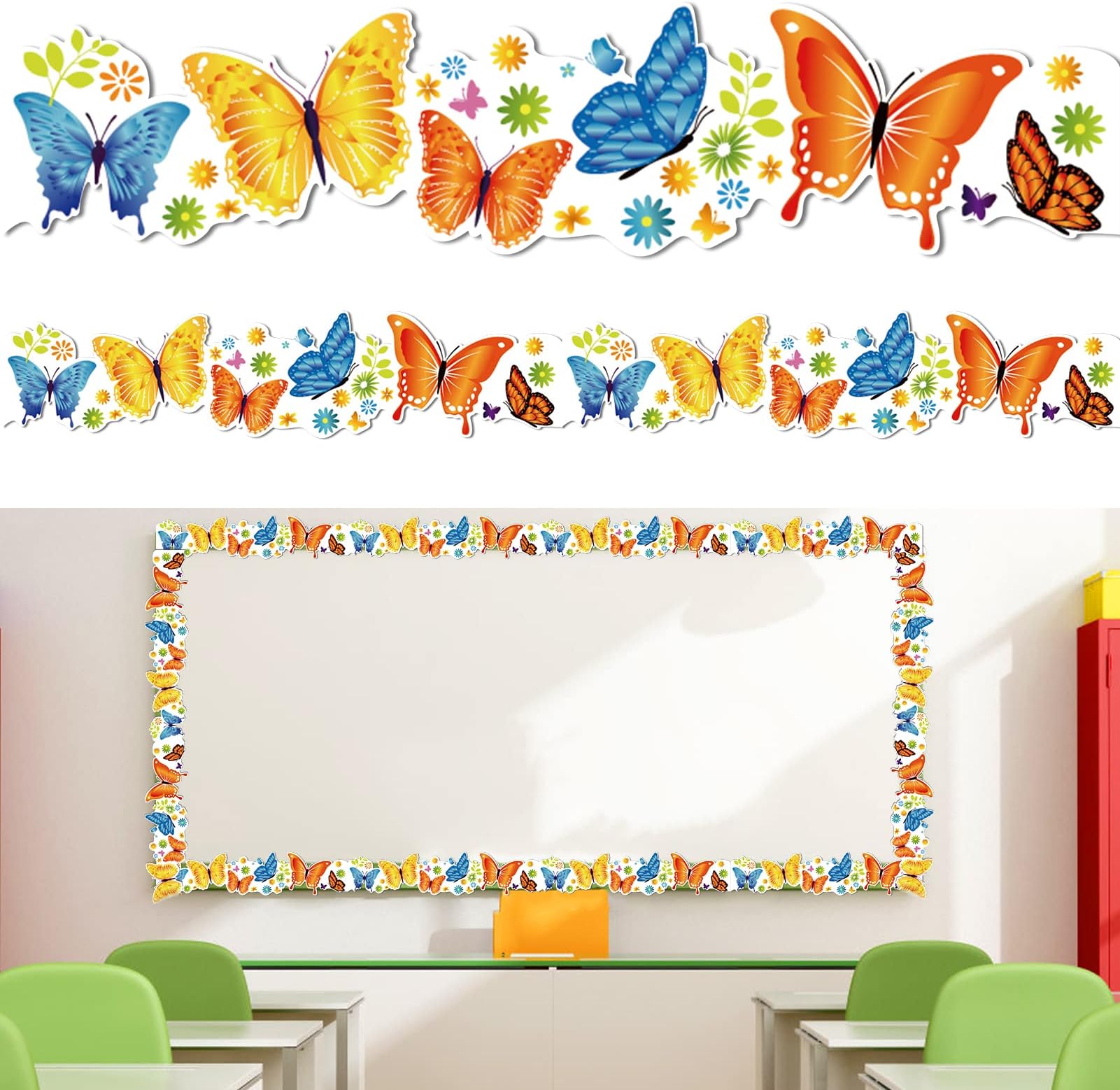 Amazon.com: Juome Butterfly Bulletin Board Borders, 63ft Border Trim ...