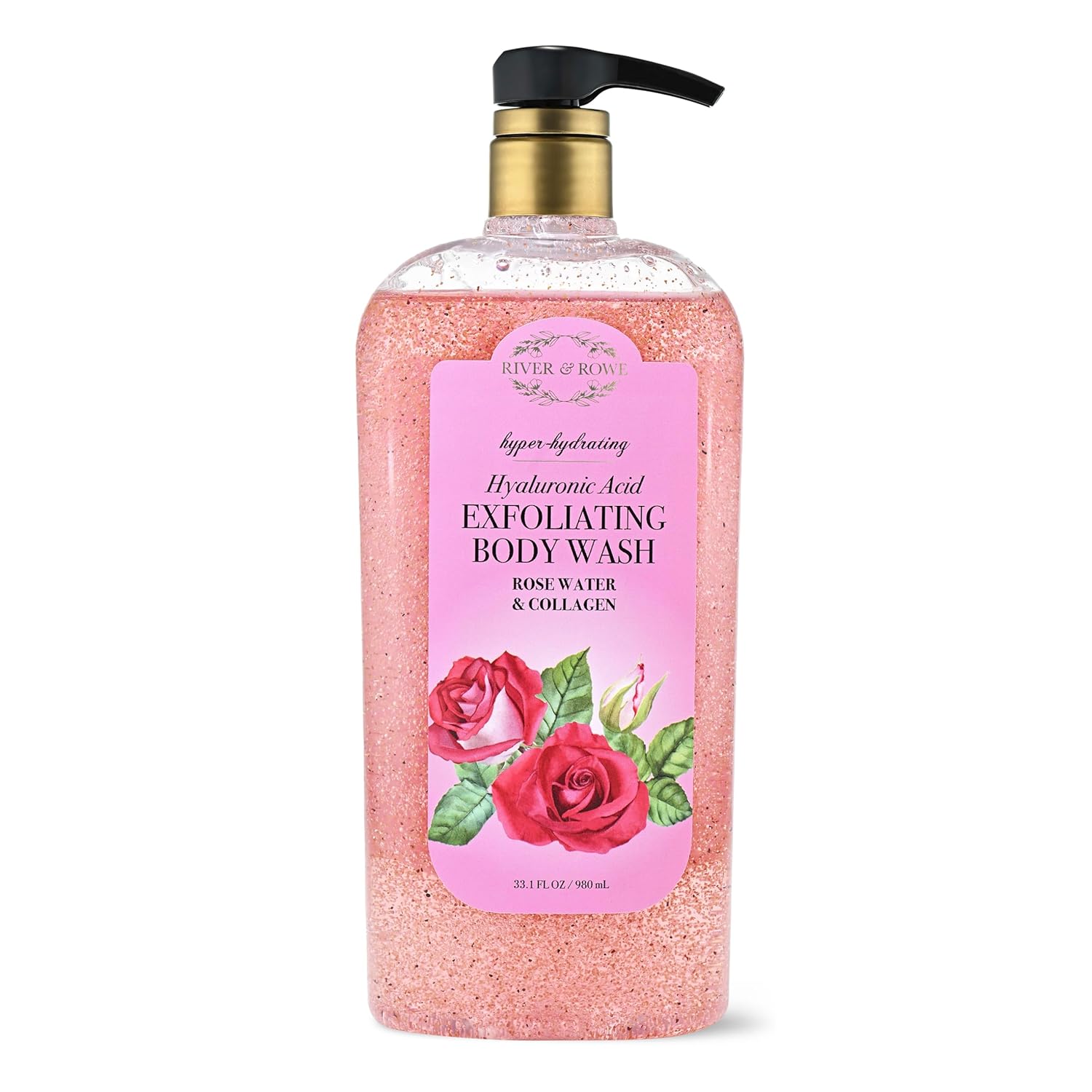 Amazon.com : RIVER & ROWE Rose Water & Collagen Exfoliating Body Wash ...
