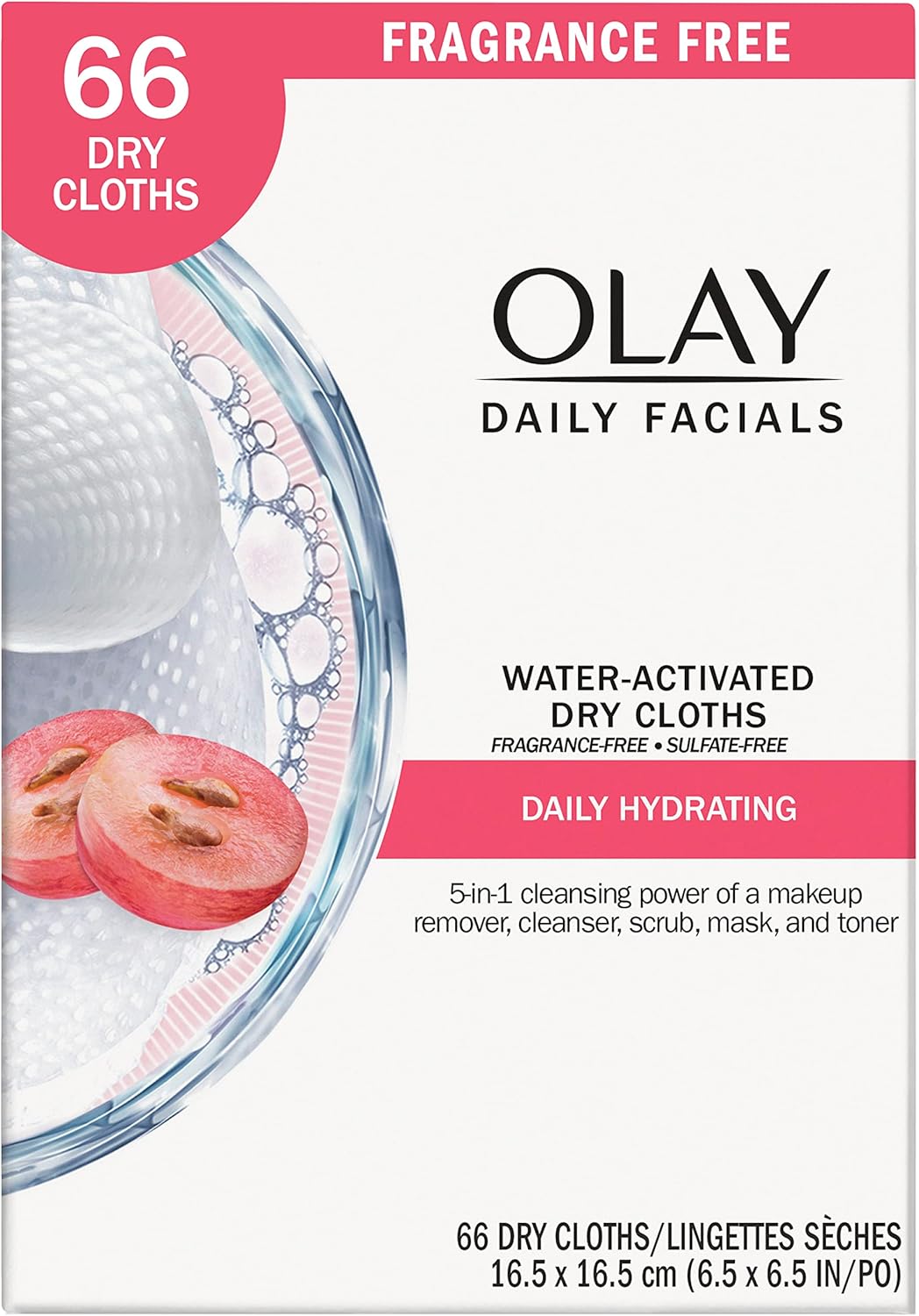 Olay Daily Facials 5-In-One Hydrating Cleansing Cloths with Grapeseed ...