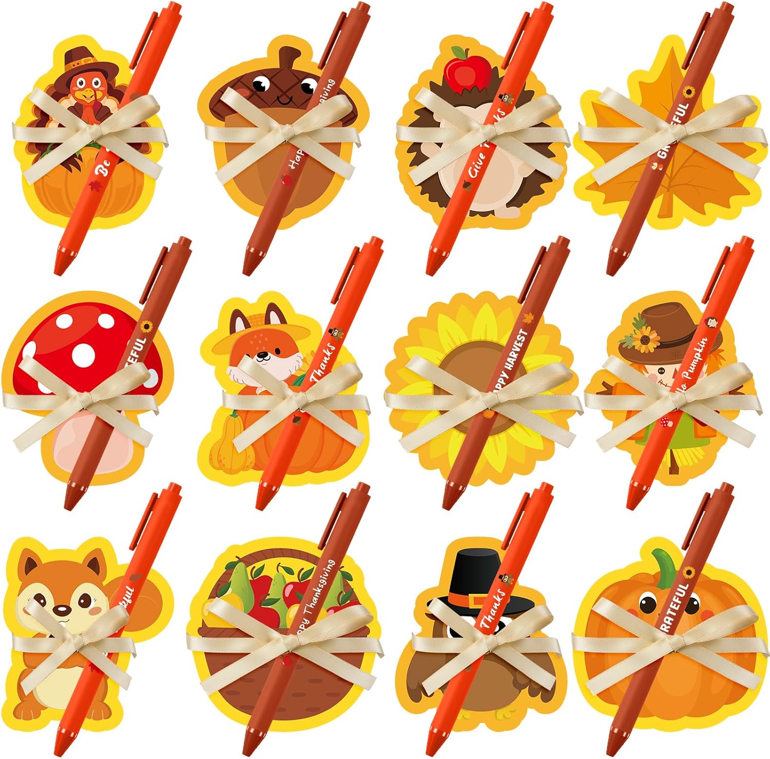 Amazon.com : Pasimy 24 Set Fall Thanksgiving Sticky Notes and Pens Cute ...