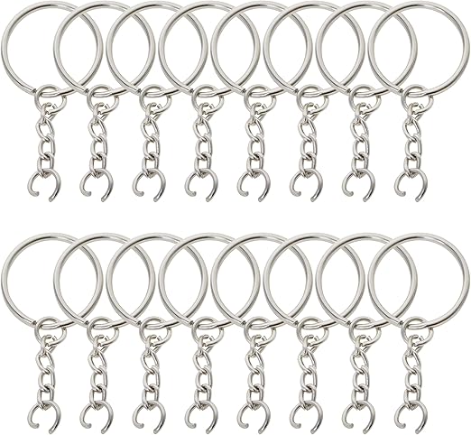 Amazon.com: Aspire 100 Sets 25mm Split Key Ring with Chain and Jumps ...