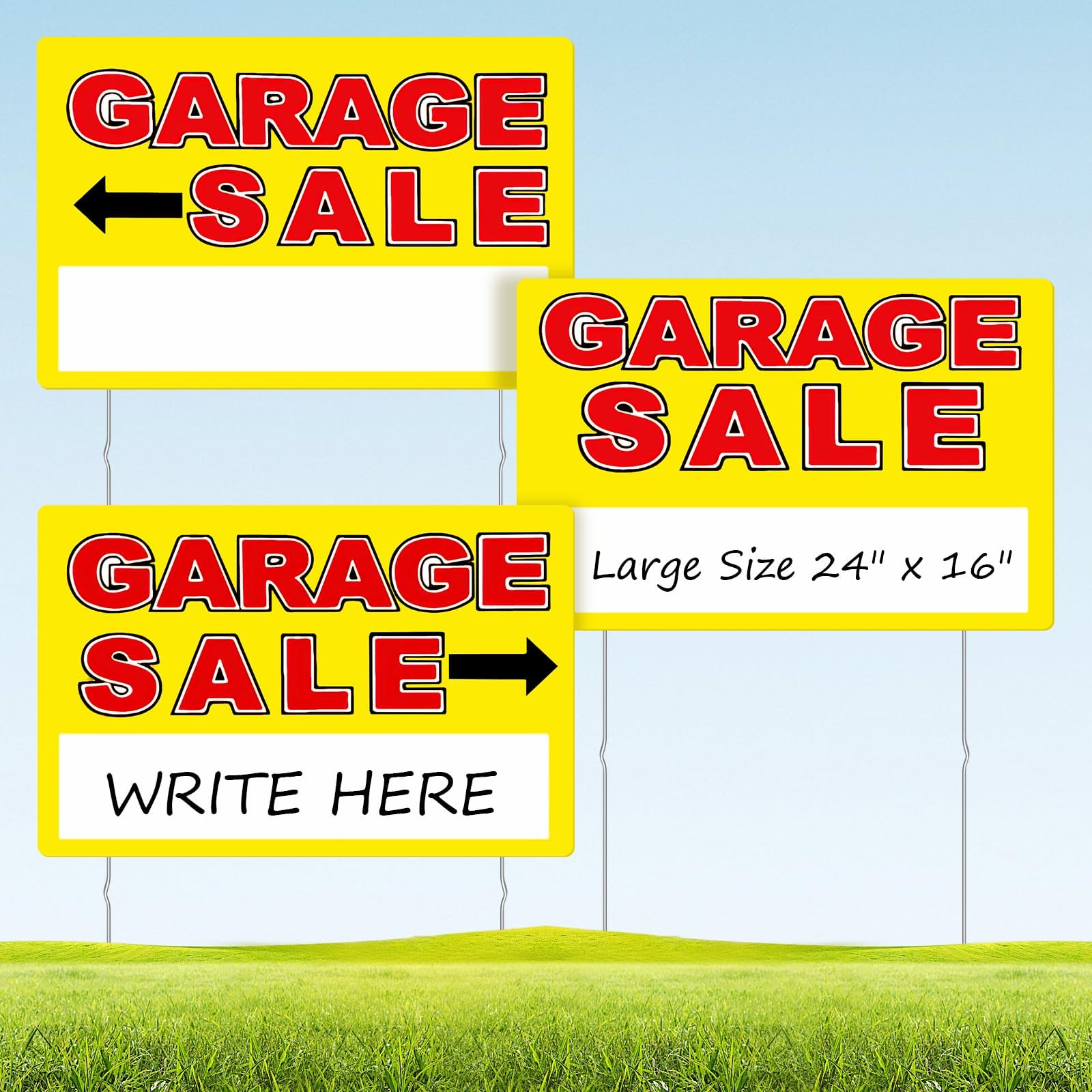 Amazon.com : Large Garage Sale Sign Kit with Tall Stands - Printed ...