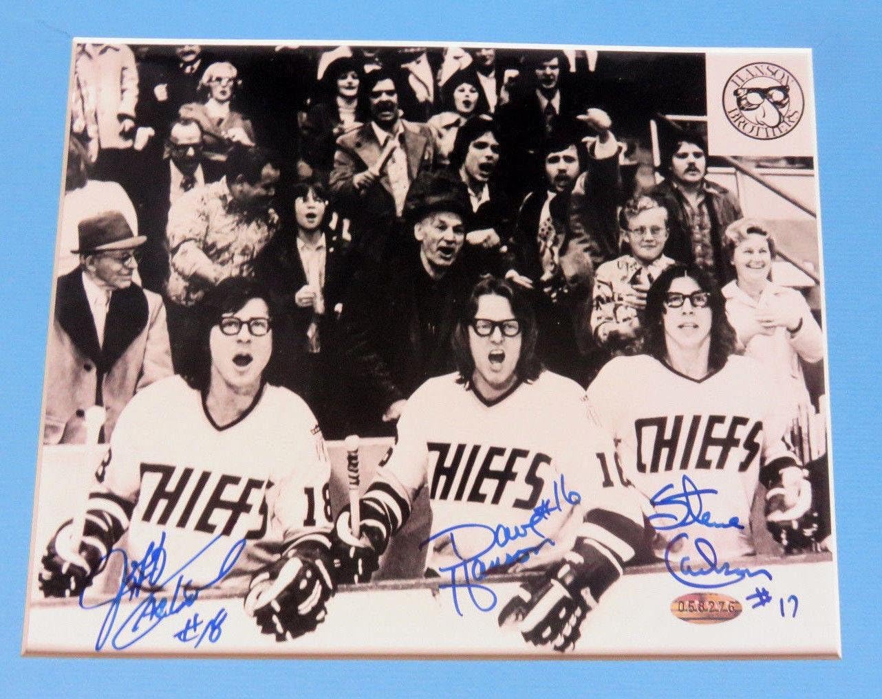 HANSON BROTHERS SIGNED 8x10 B&W PHOTO ~ SLAP SHOT Mounted For Framing ...