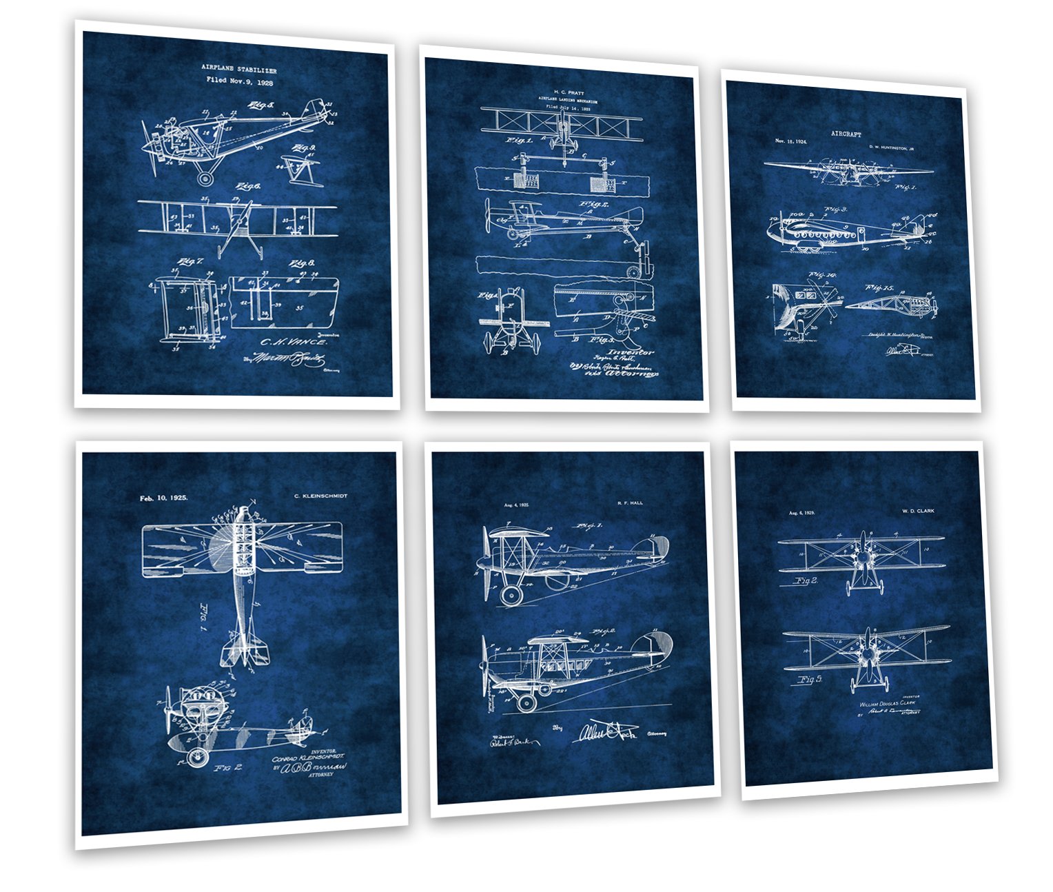Amazon.com: GPA Vintage Biplane Wall Art Set of 6 Unframed Biplane Room ...