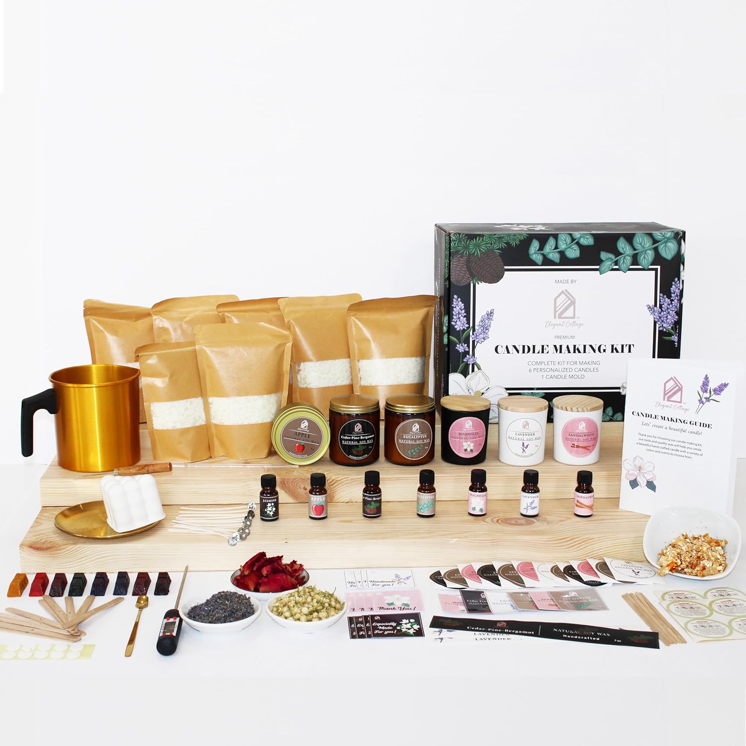 Amazon.com: Elegant Cottage Premium Soy Candle Making Kit-Full Set-Soy ...