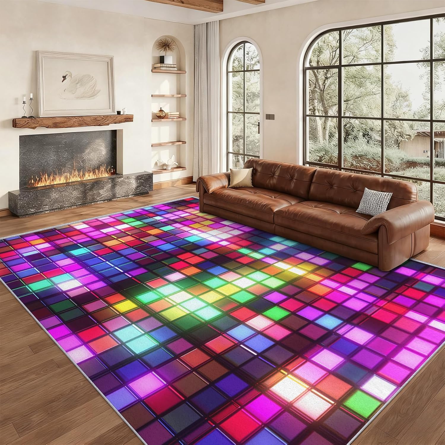 Amazon.com: Washable Colorful Pixel Area Rugs 8x10, Pixel Style Rugs ...