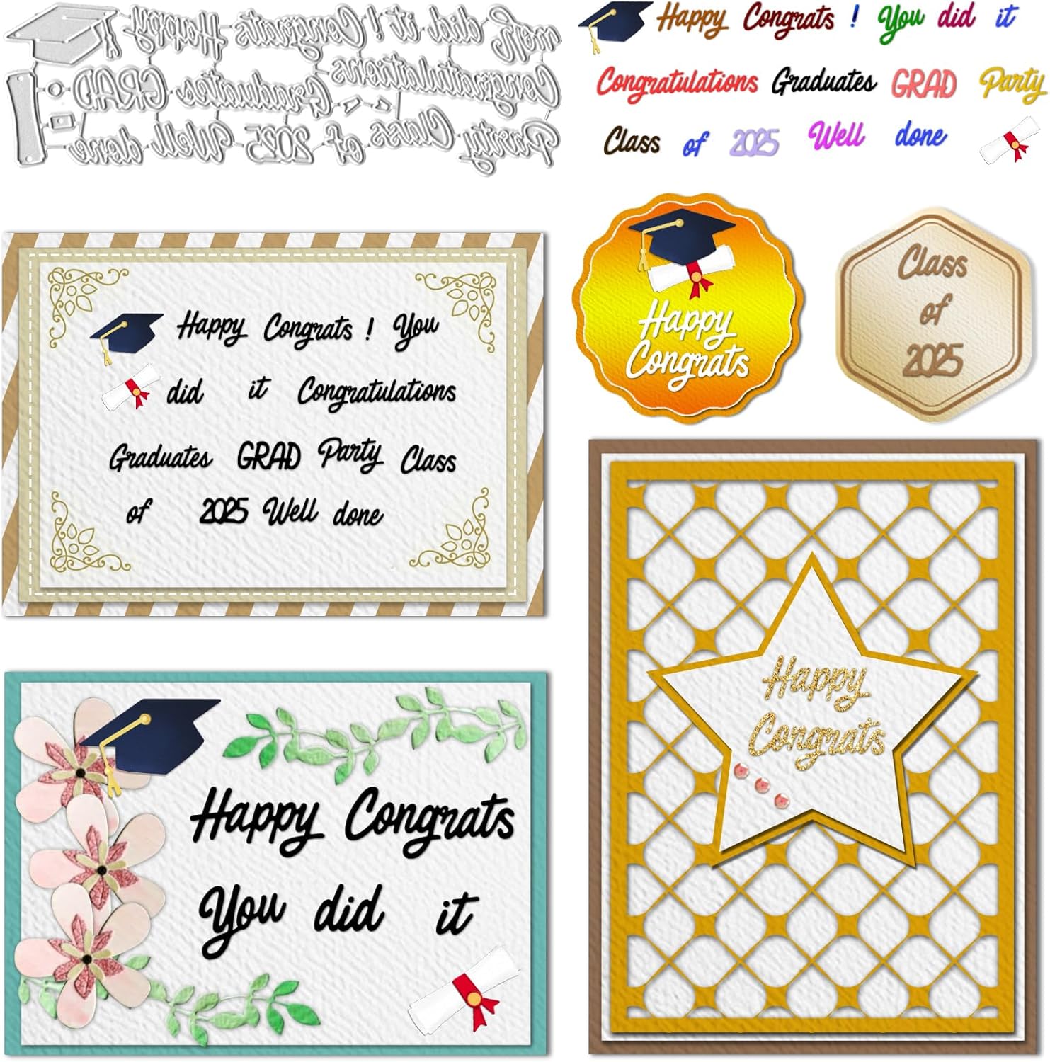 Amazon.com : Class of 2025 Graduation Die Cuts for Card Making ...